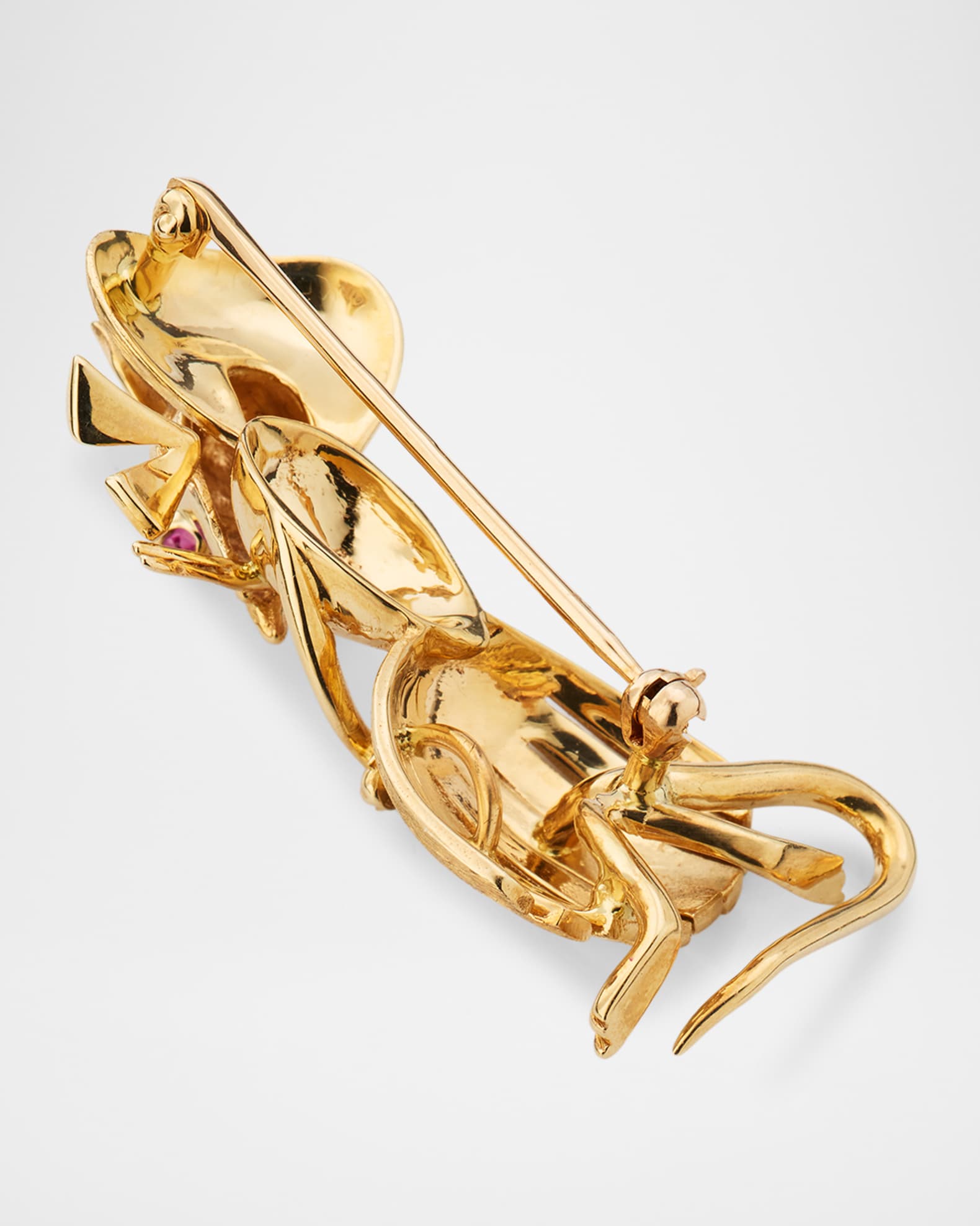 NM Estate Estate 14K Yellow Gold Ruby Cute Mother Mouse Florentine Pin ...