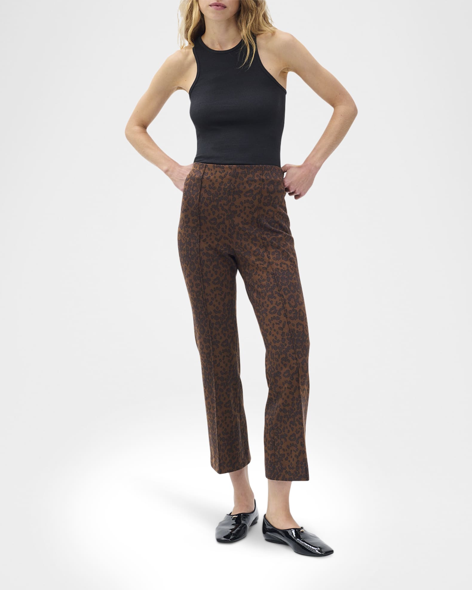 Rag & Bone Irina Kick-Flare Leopard Ponte Pants | Neiman Marcus