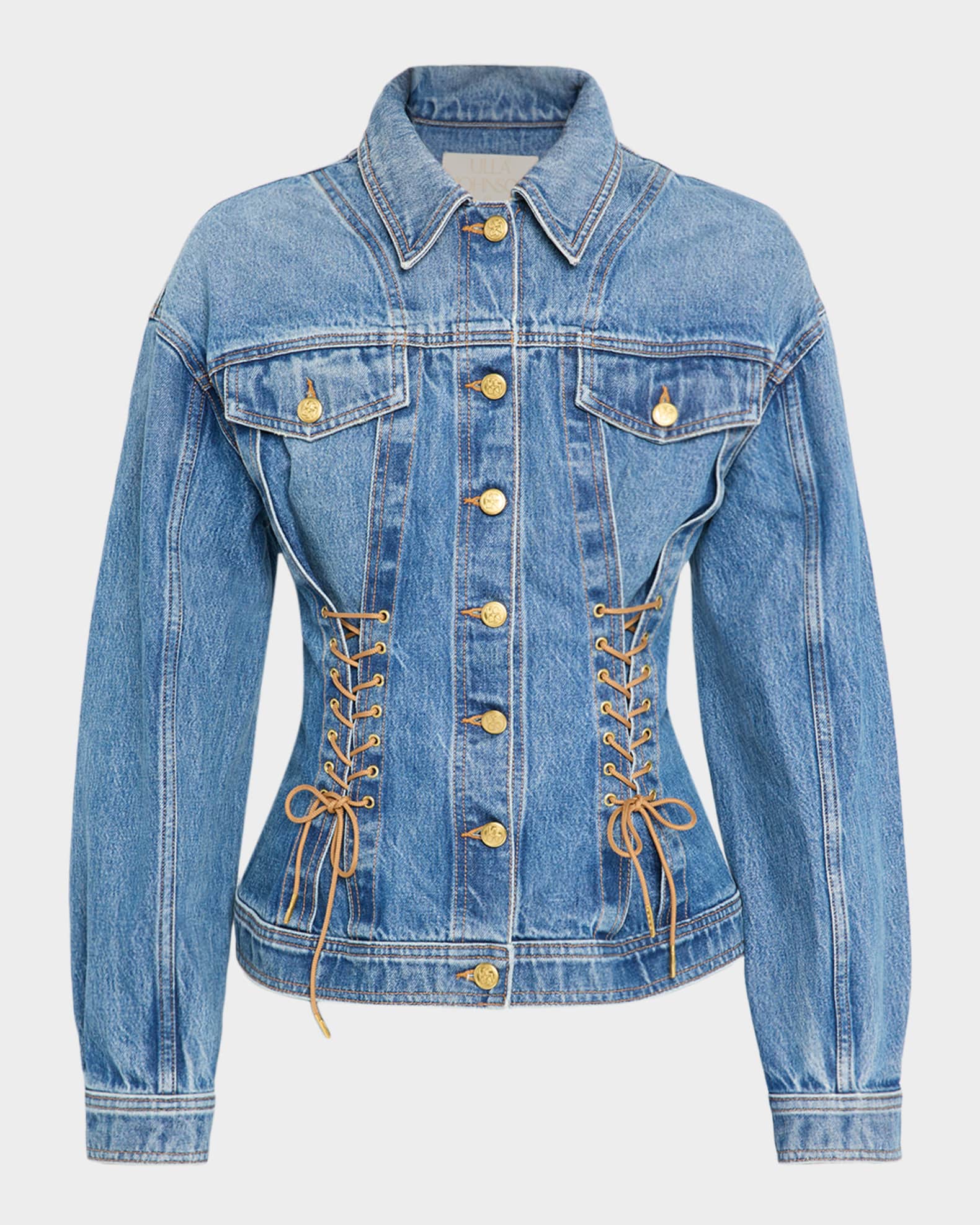 Ulla Johnson Naomi Lace-Up Denim Jacket | Neiman Marcus