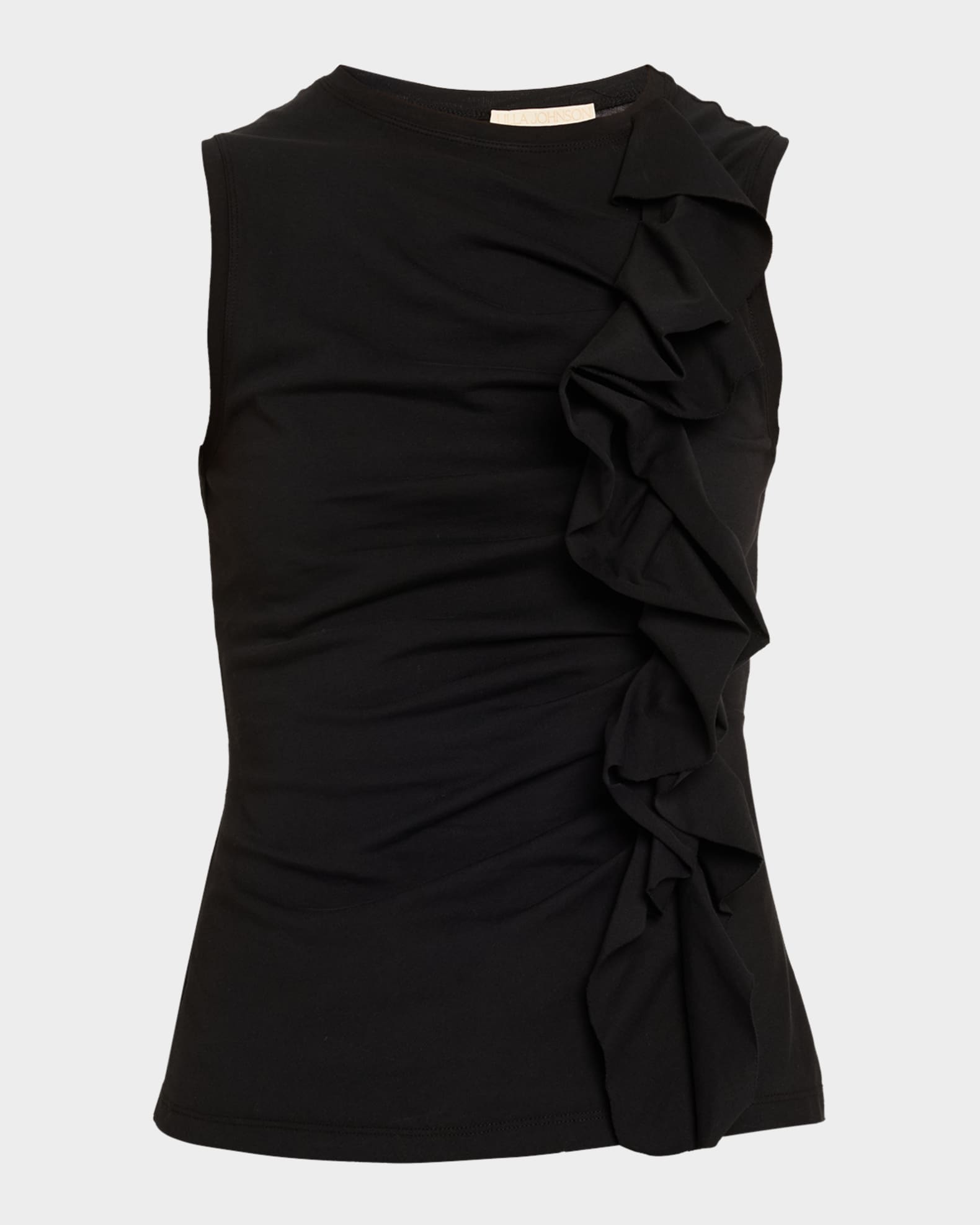Ulla Johnson Clio Ruched Sleeveless Ruffle Top | Neiman Marcus