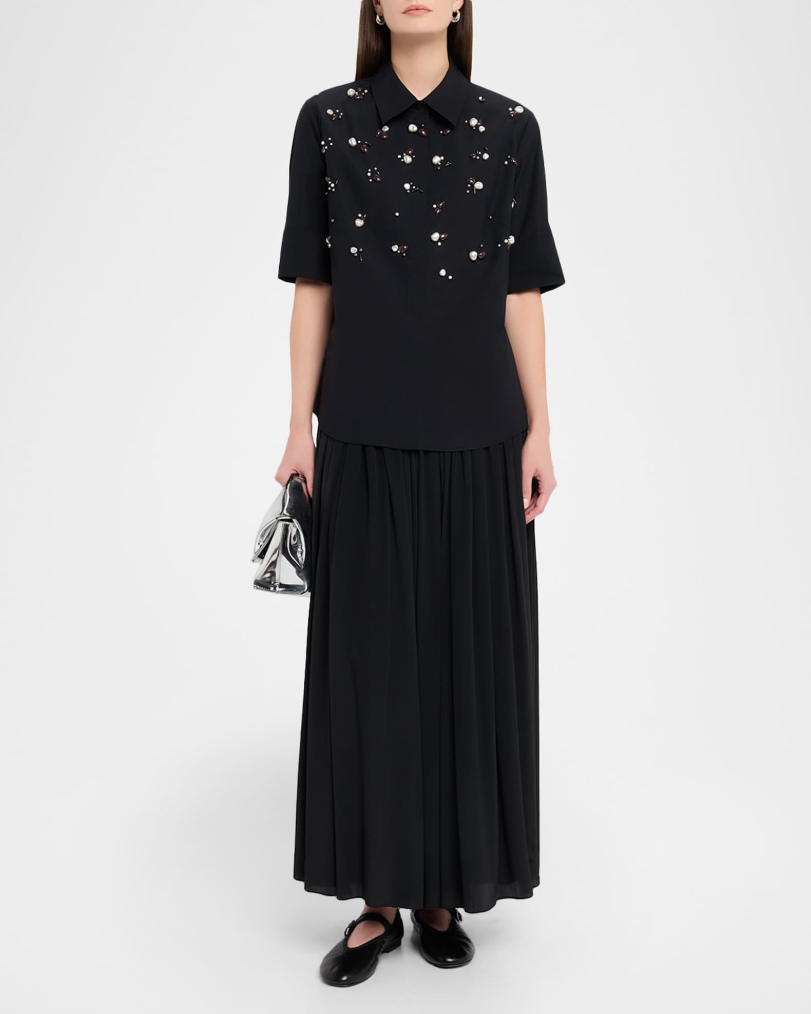 DOROTHEE SCHUMACHER Poplin Power Embellished Button-Down Shirt | Neiman ...