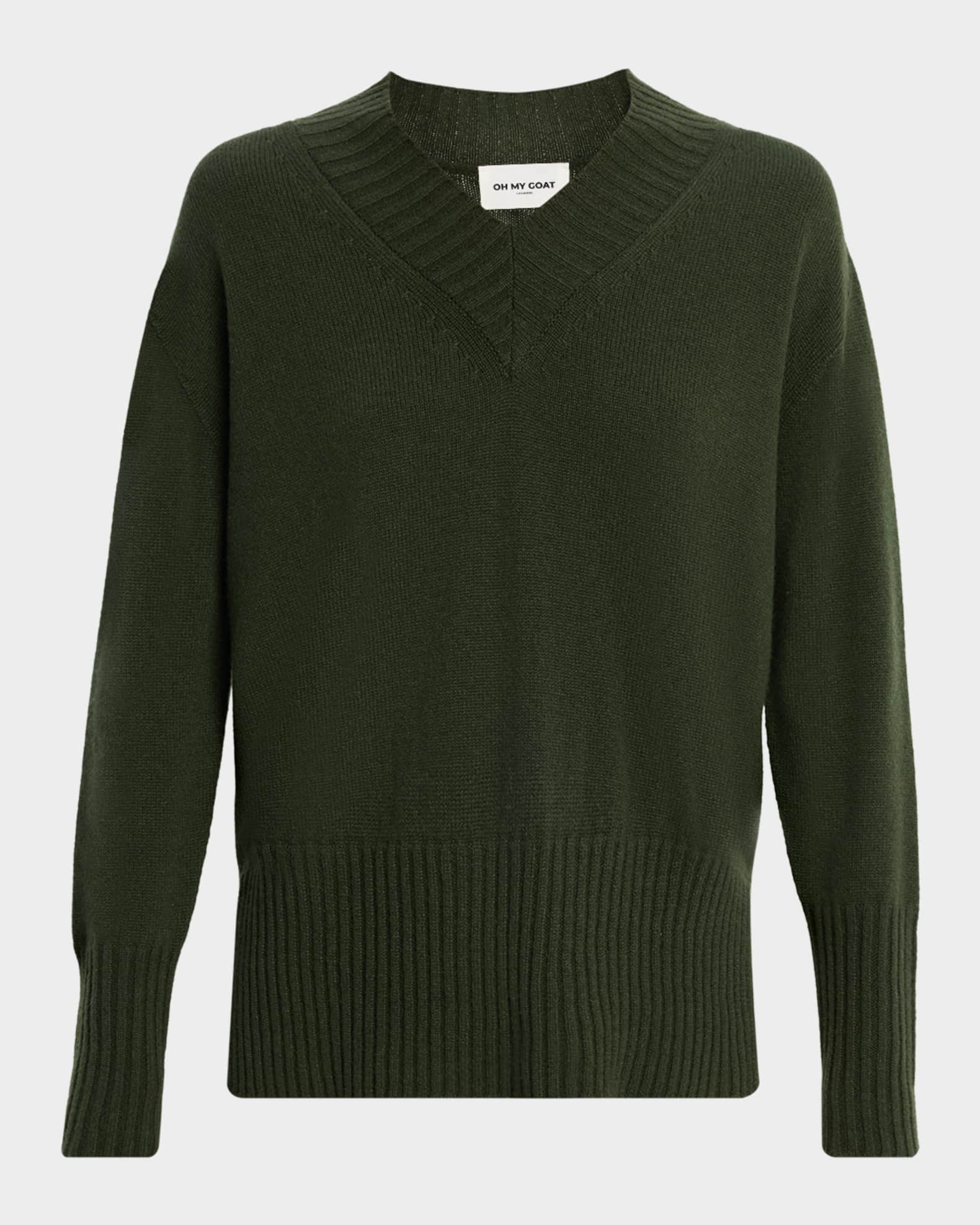 Side-Slit V-Neck Cashmere Sweater | Neiman Marcus