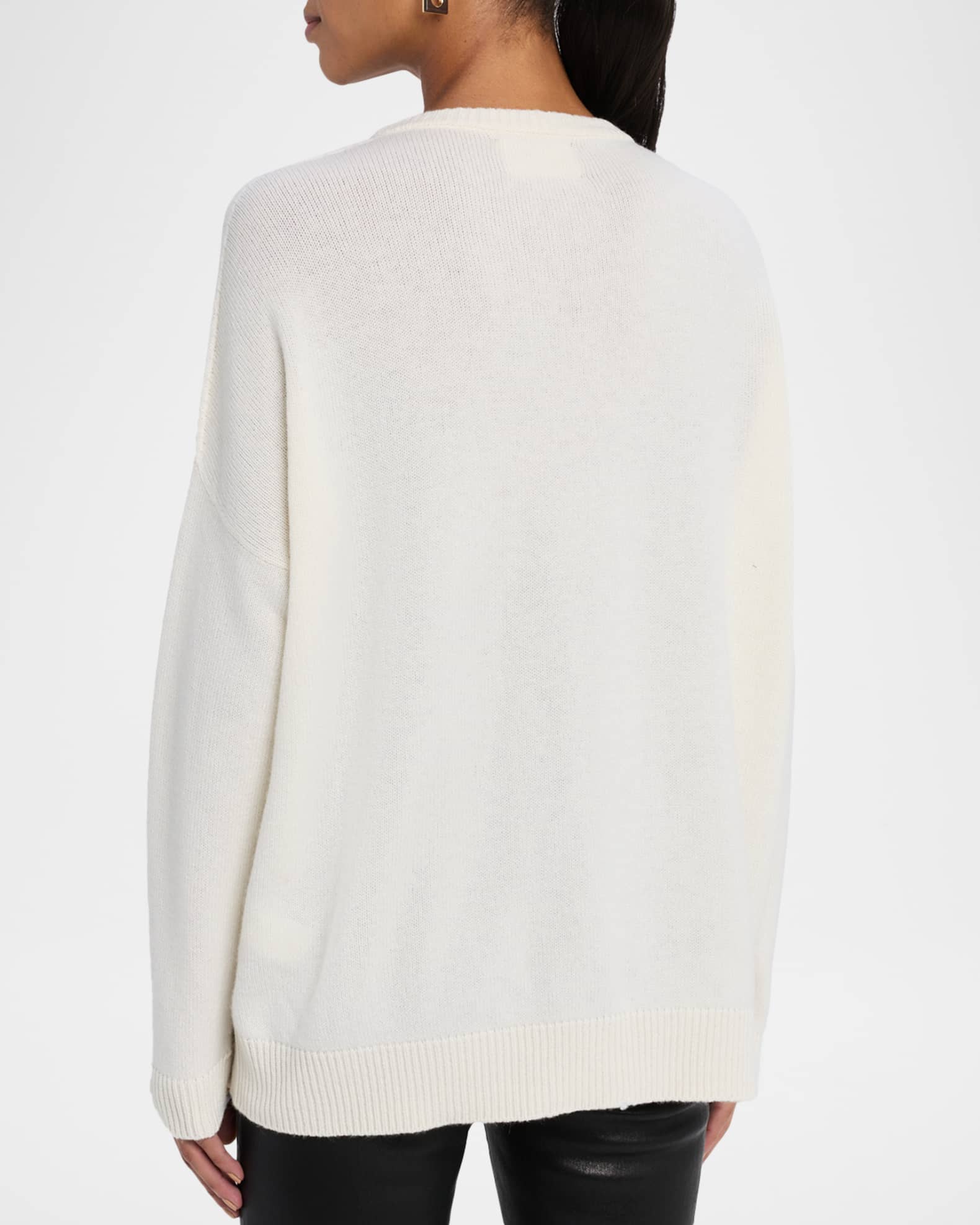Oh My Goat Crewneck Cashmere Side-Zip Sweater | Neiman Marcus