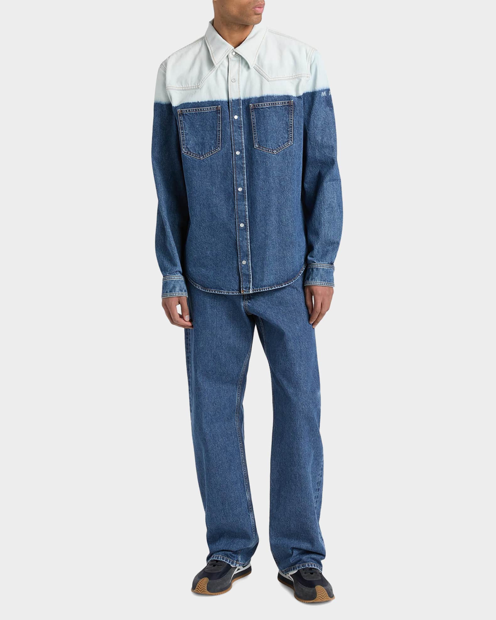 Marni Men's Degrade Bleach Denim Wide-Leg Jeans | Neiman Marcus