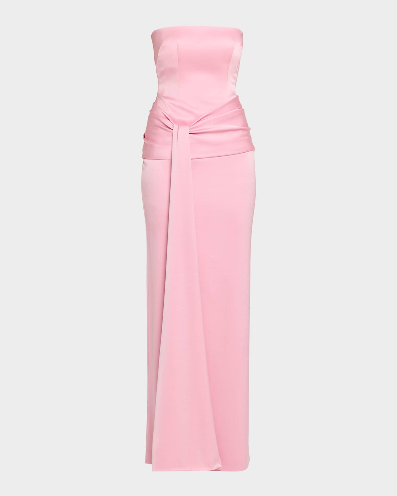 Alex Perry Strapless Draped Satin Crepe Column Gown | Neiman Marcus