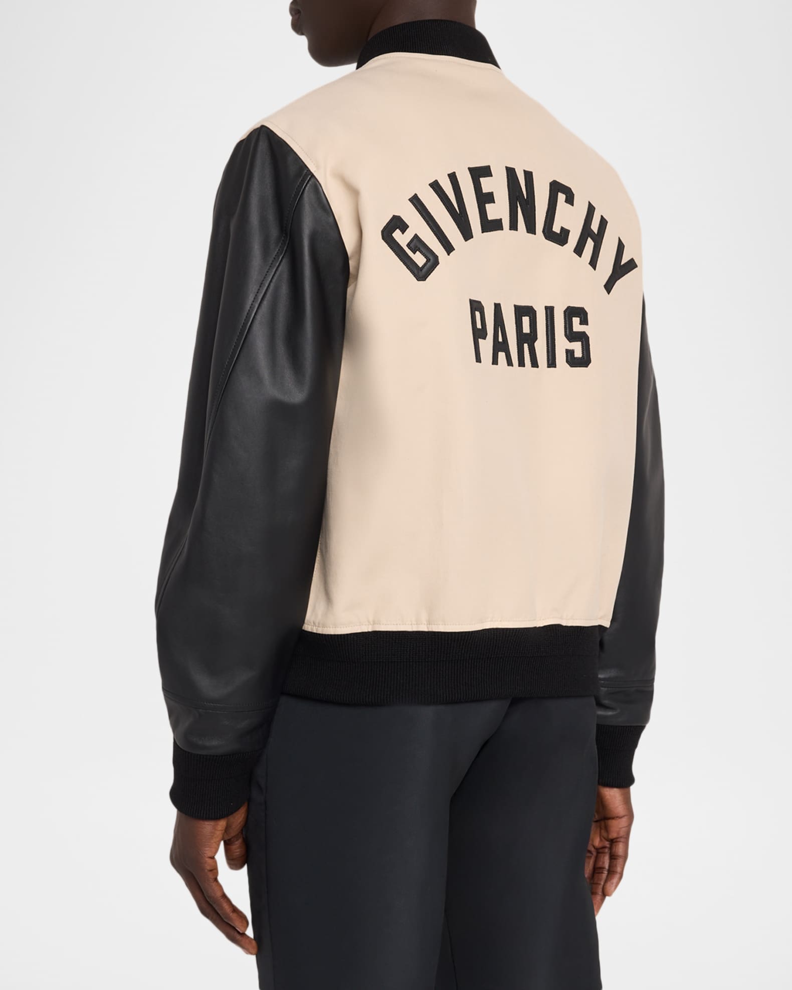 Givenchy Men's Mixed-Material Logo Bomber Jacket | Neiman Marcus