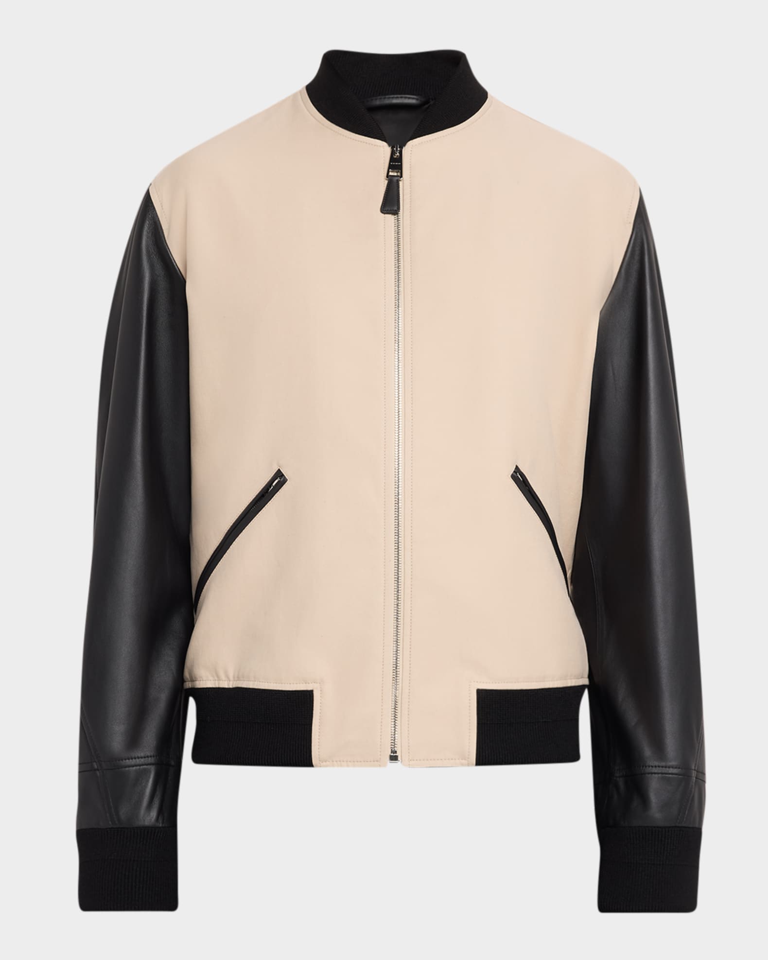 Givenchy Men's Mixed-Material Logo Bomber Jacket | Neiman Marcus