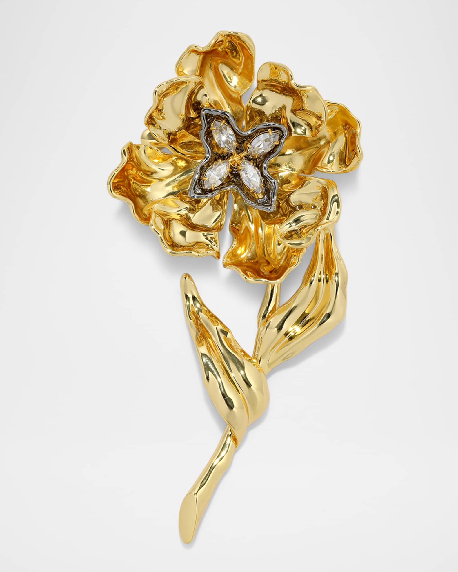 Alexis Bittar Jardin Gold Rose Stem Pin | Neiman Marcus