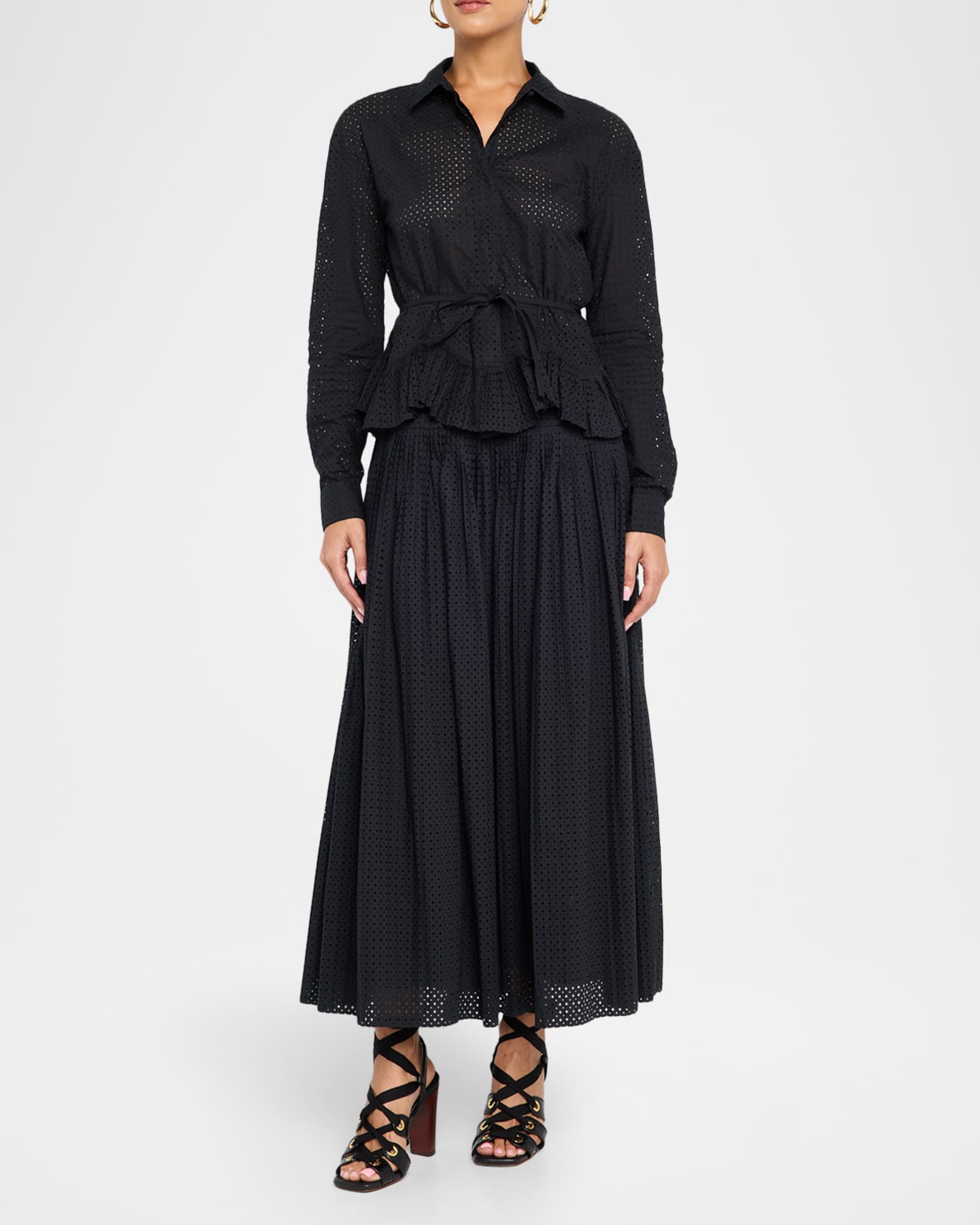 Ulla Johnson Kelila Long-Sleeve Button-Front Cotton Top | Neiman Marcus