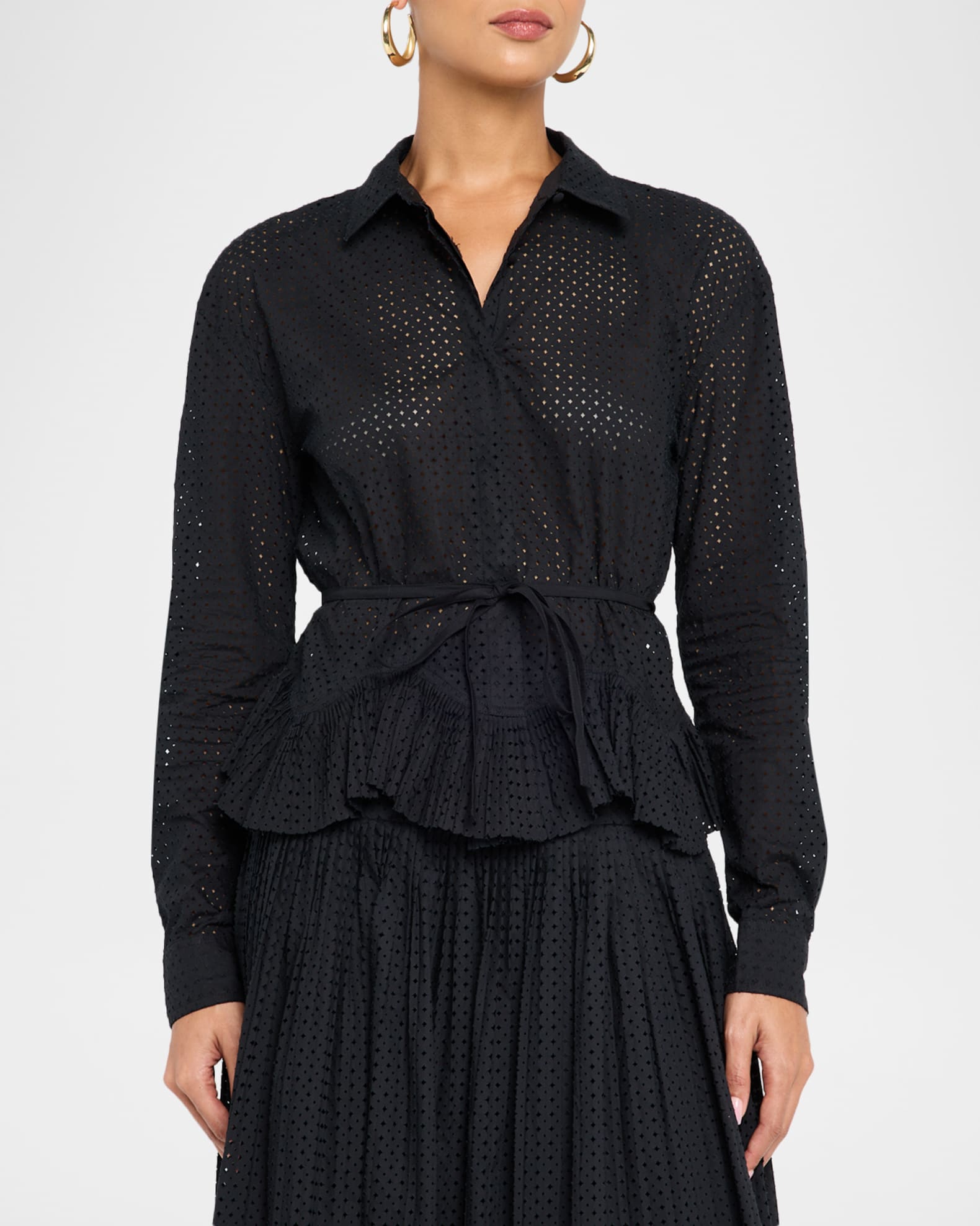 Ulla Johnson Kelila Long-Sleeve Button-Front Cotton Top | Neiman Marcus