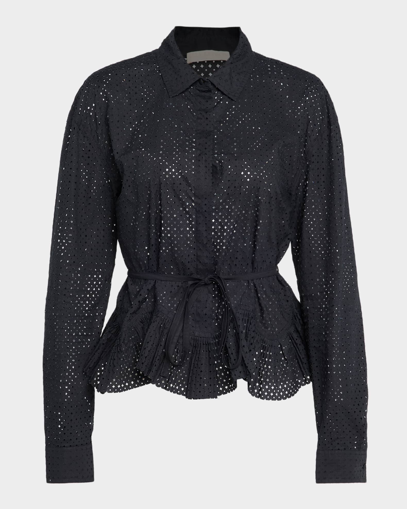 Ulla Johnson Kelila Long-Sleeve Button-Front Cotton Top | Neiman Marcus