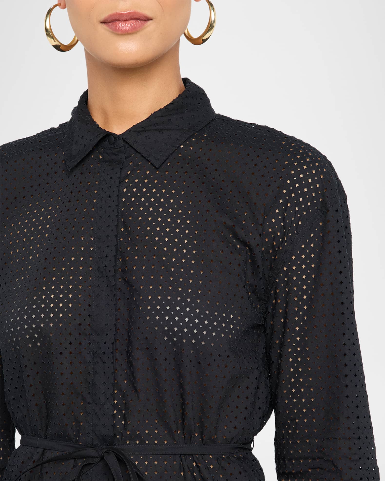 Ulla Johnson Kelila Long-Sleeve Button-Front Cotton Top | Neiman Marcus