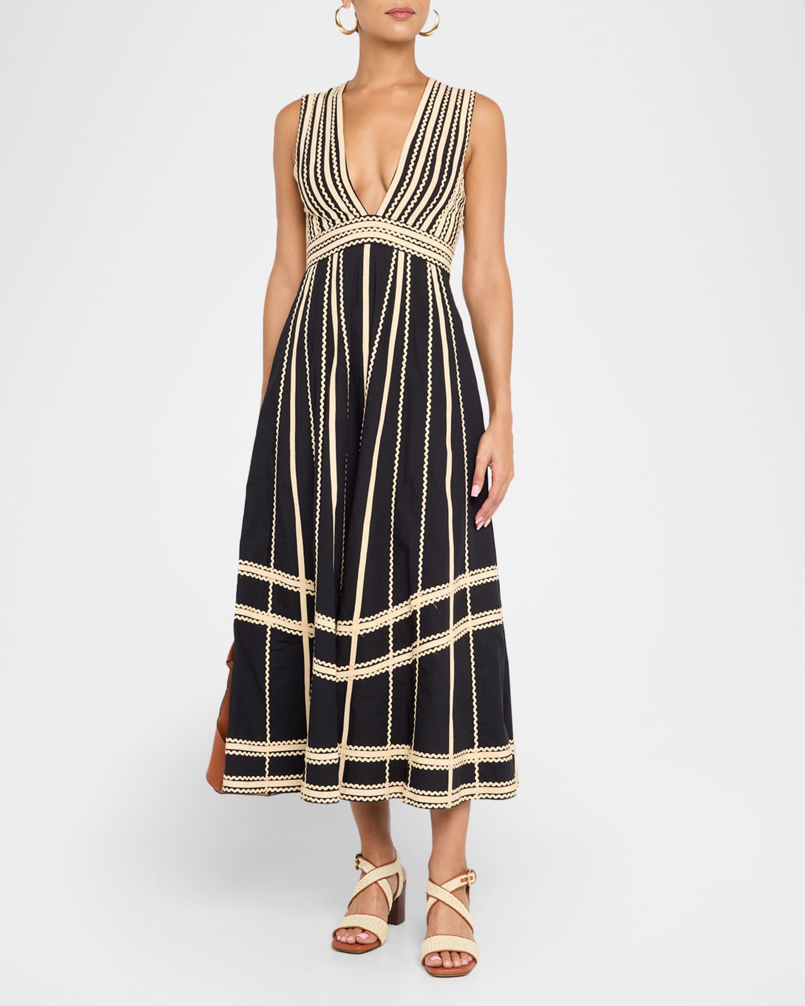 Ulla Johnson Palermo Deep-V Midi Dress | Neiman Marcus