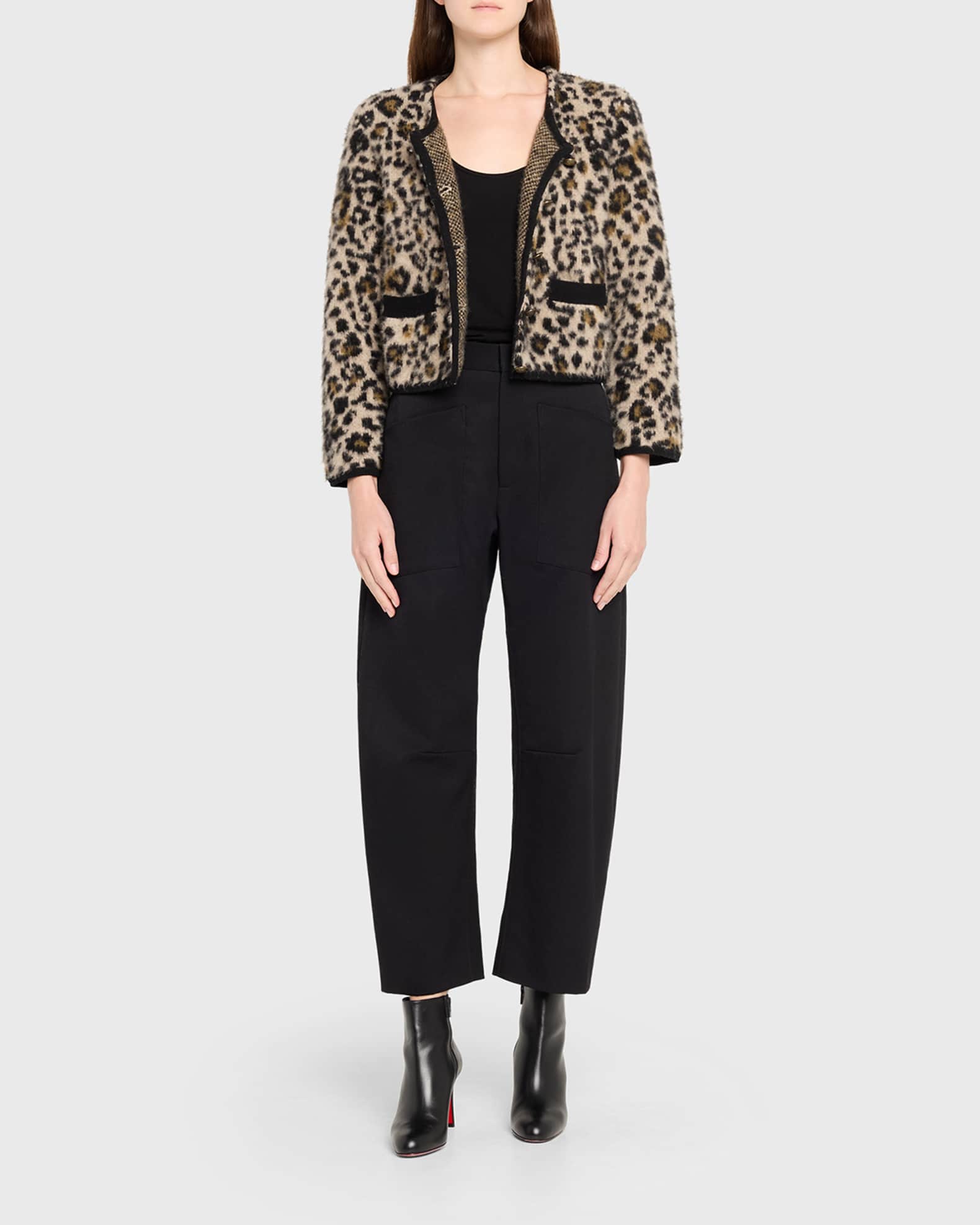 Nili Lotan Beyton Leopard-Print Fuzzy Cashmere Cardigan | Neiman Marcus