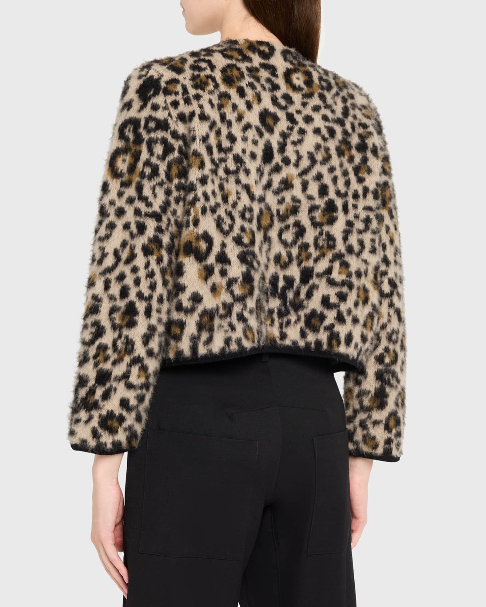 Nili Lotan Beyton Leopard-Print Fuzzy Cashmere Cardigan | Neiman Marcus