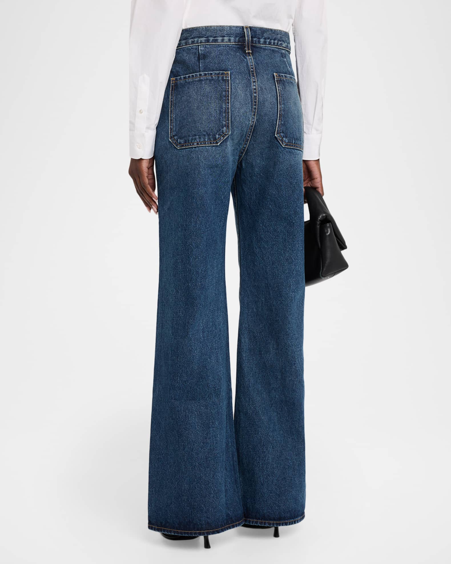 Nili Lotan Florence Patch-Pocket Flare Denim Jeans | Neiman Marcus