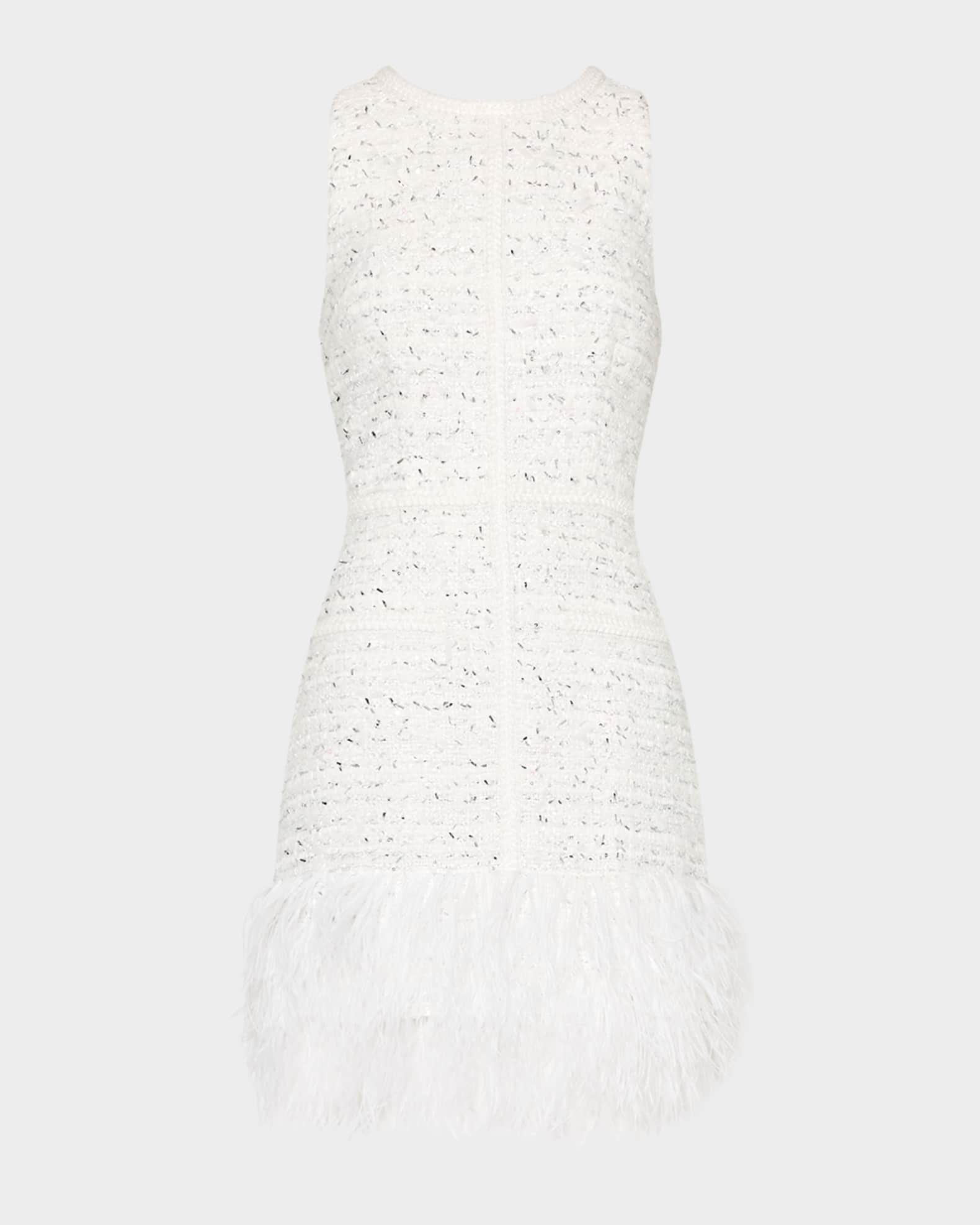 Milly Raven Metallic Tweed Feathered Mini Dress | Neiman Marcus