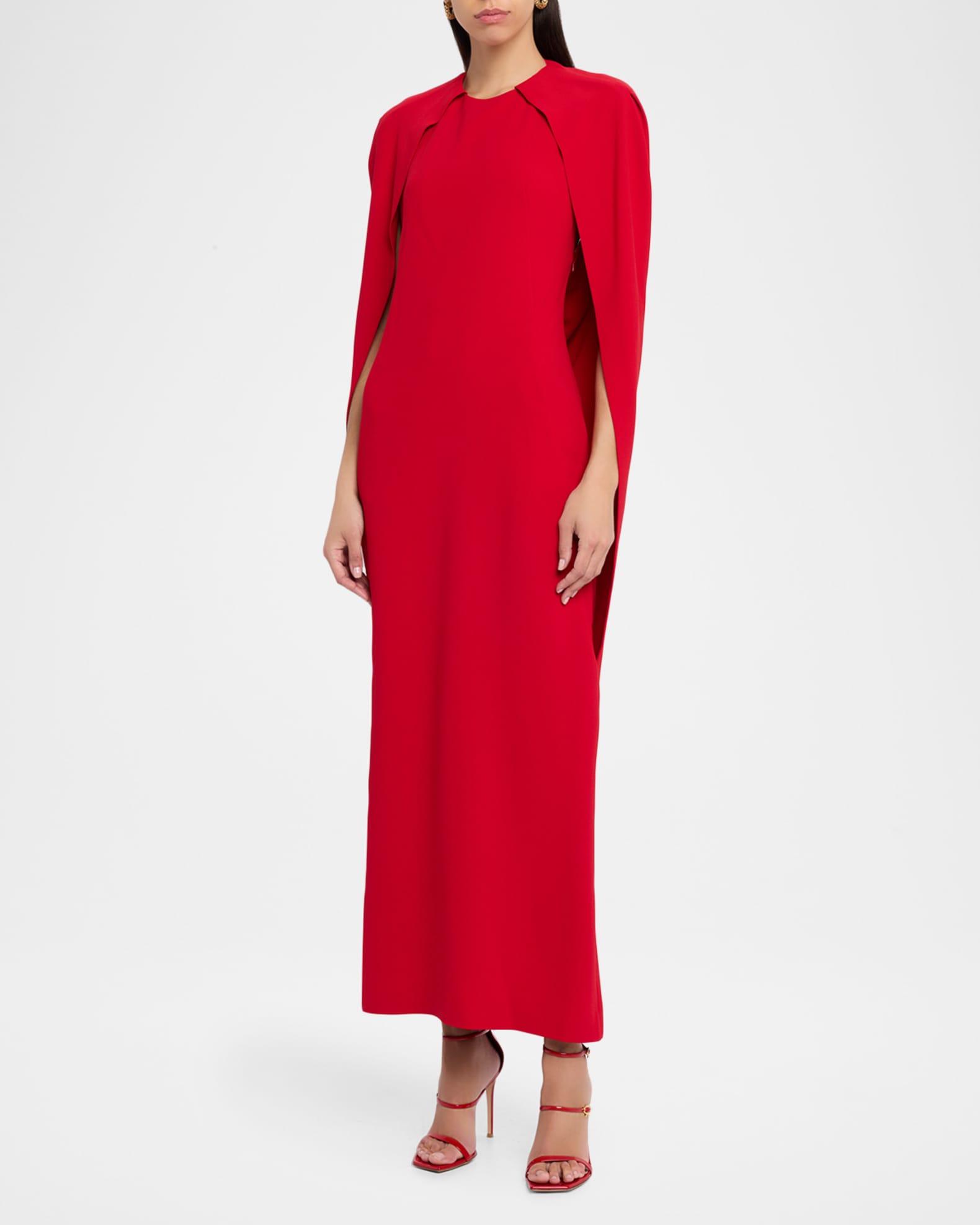 Alberta Ferretti Backless Draped Cape Maxi Dress | Neiman Marcus