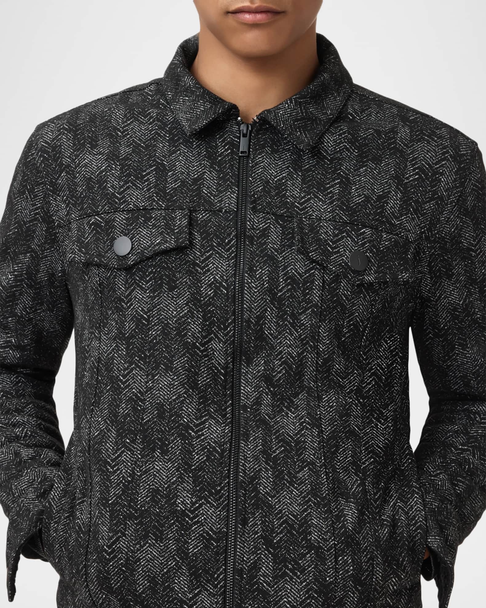 John Varvatos Men's Hallet Jacquard Herringbone Trucker Jacket | Neiman ...