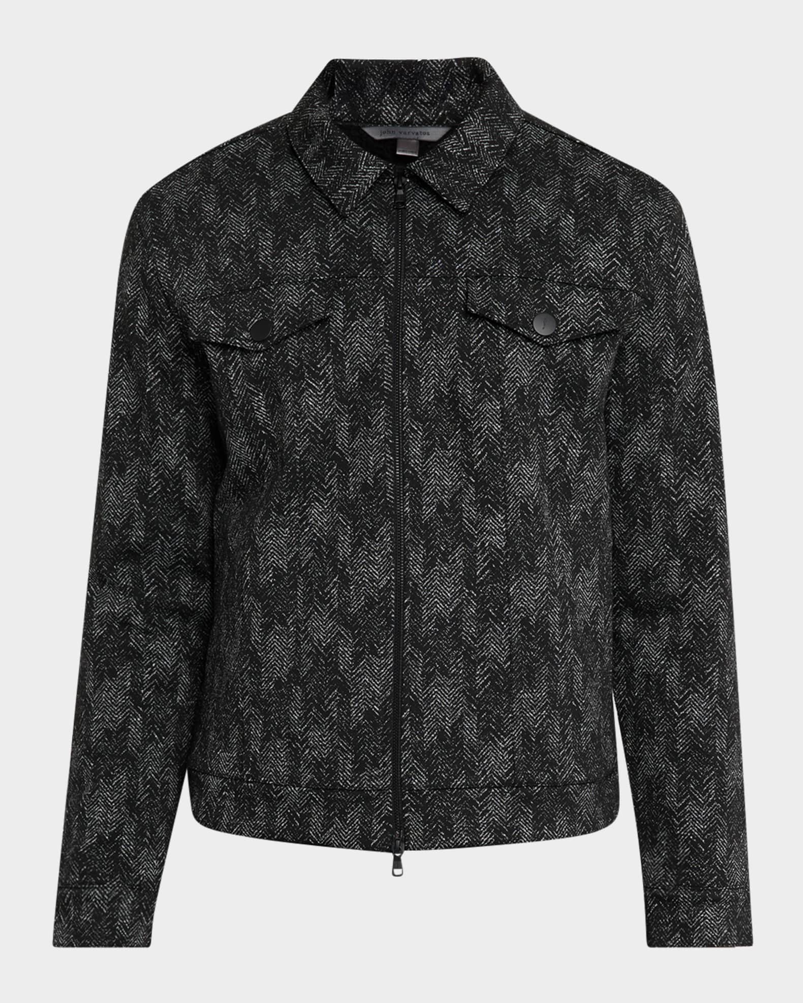 John Varvatos Men's Hallet Jacquard Herringbone Trucker Jacket | Neiman ...