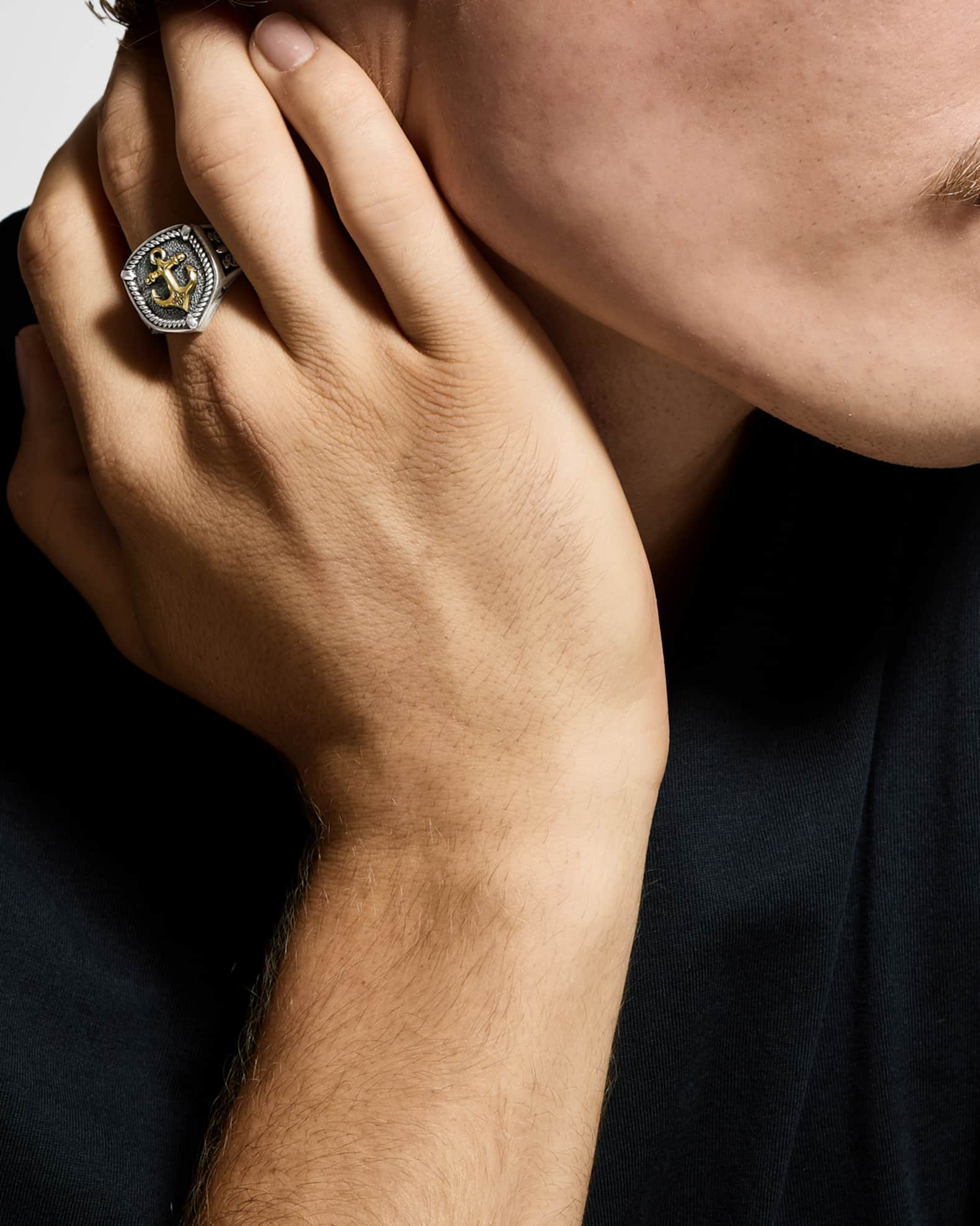 Konstantino Sterling Silver and Bronze Anchor Ring, Size 8 | Neiman Marcus