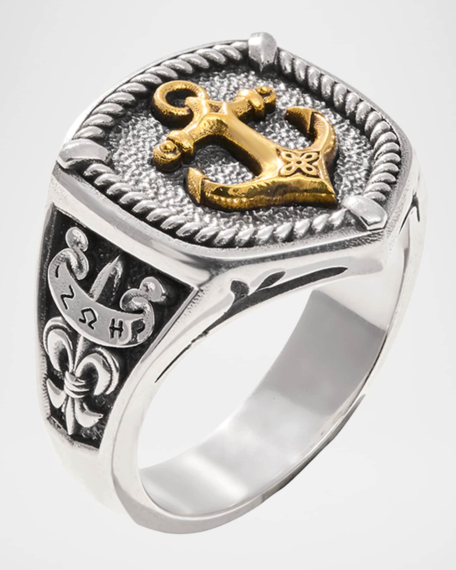 Konstantino Sterling Silver and Bronze Anchor Ring, Size 8 | Neiman Marcus