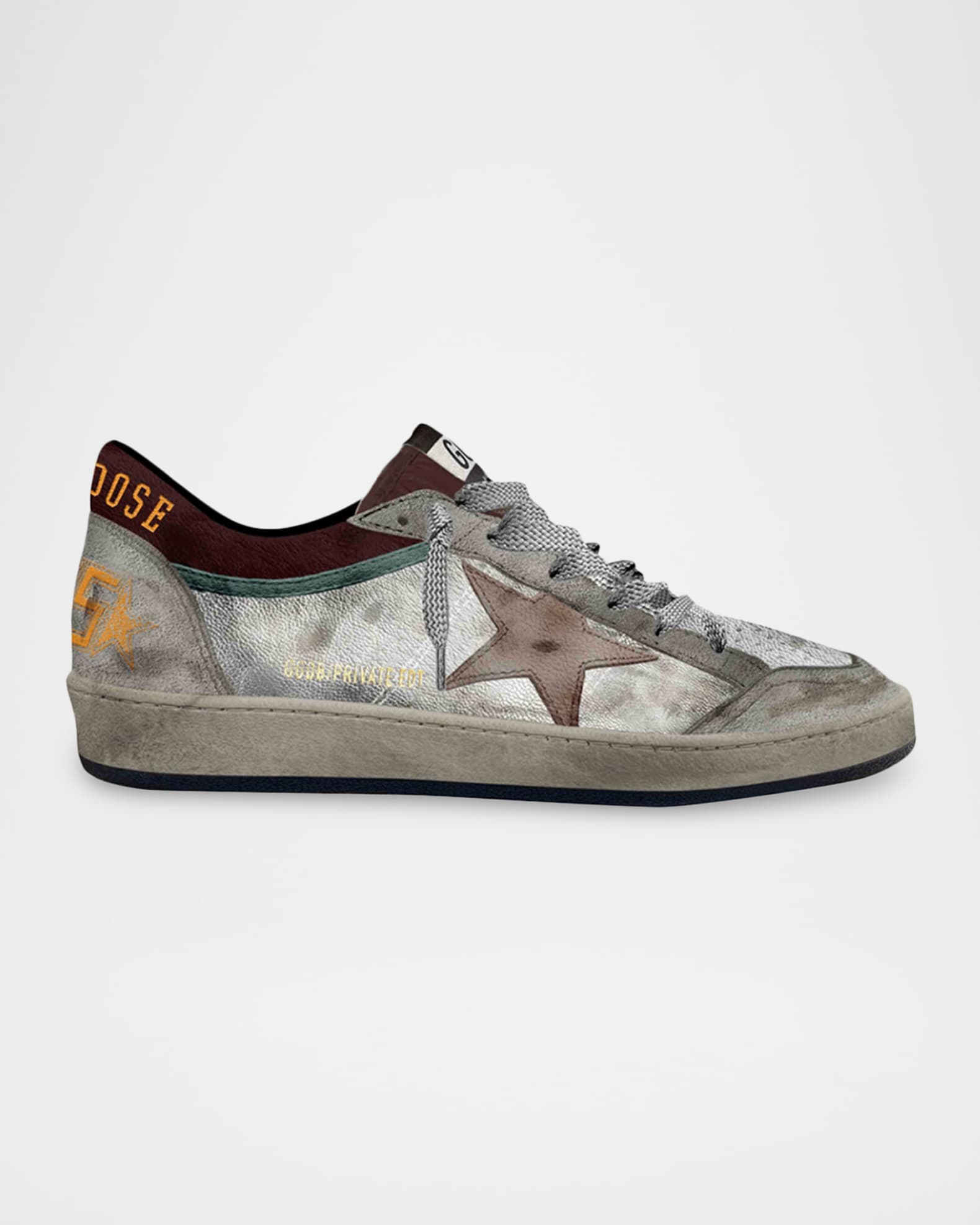 Golden Goose Men's Ballstar Double Leather Low-Top Sneakers | Neiman Marcus