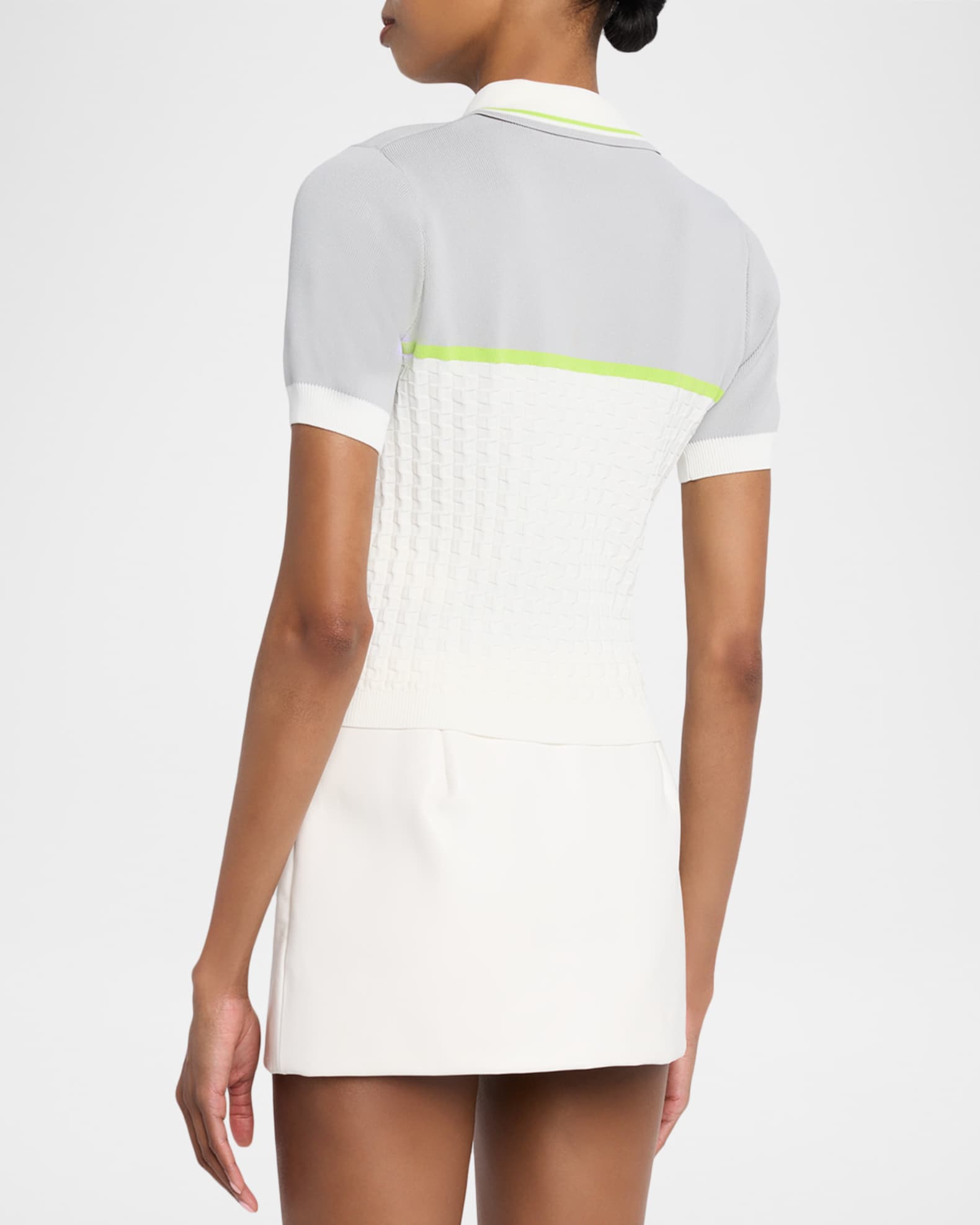 CASABLANCA Striped Textured Knit Tennis Polo Shirt | Neiman Marcus