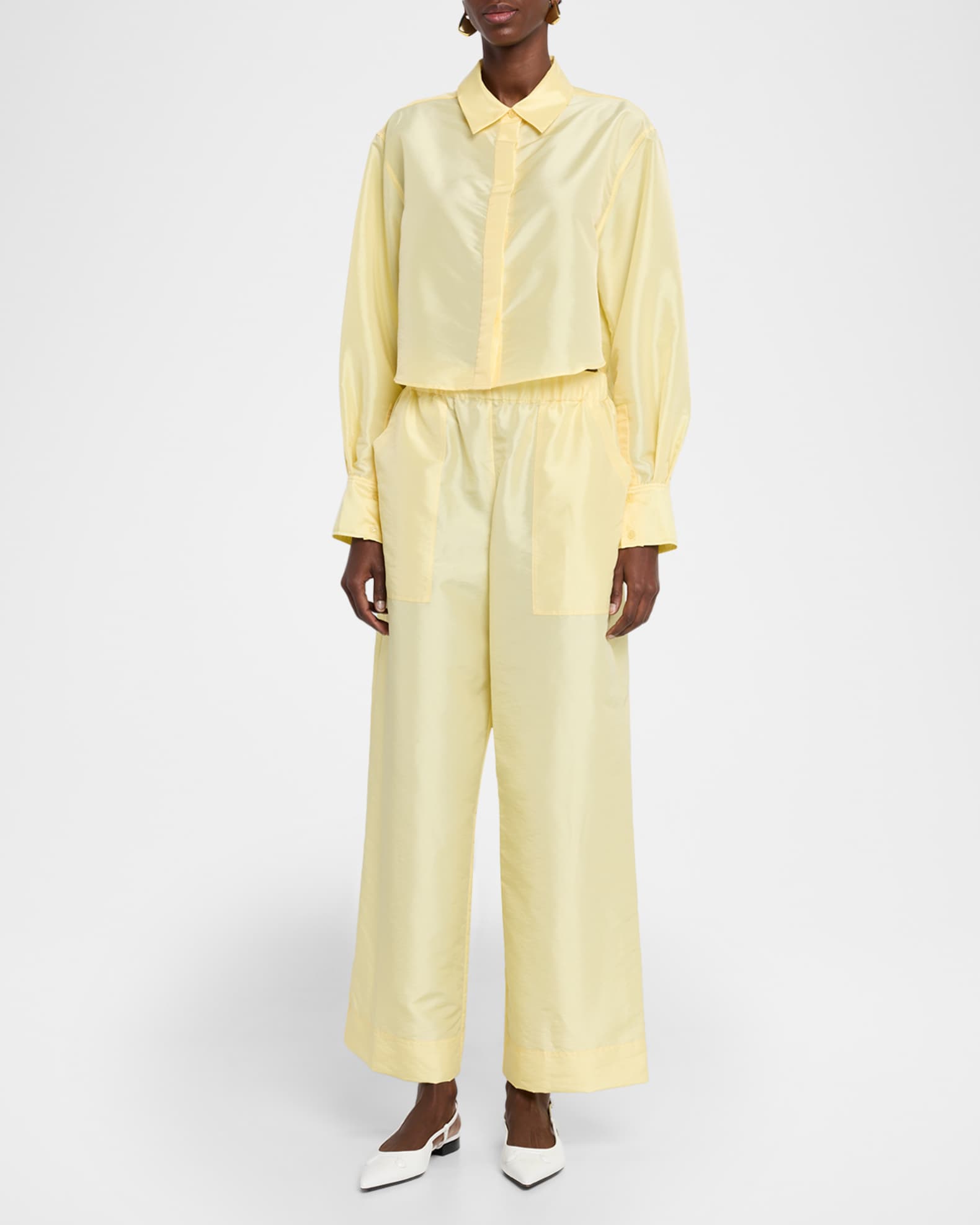 SIMKHAI Arden Taffeta Pull-On Pants | Neiman Marcus