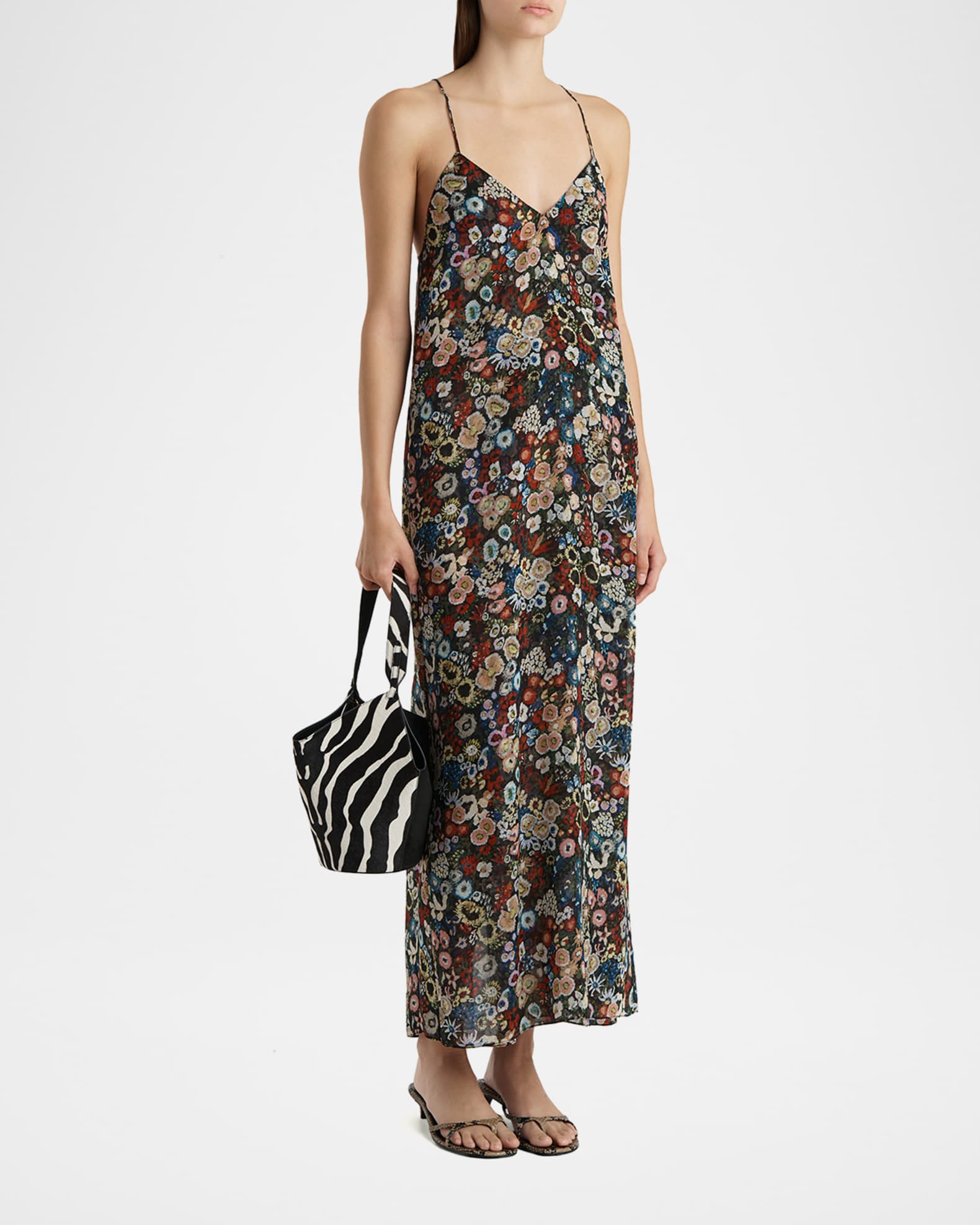 Khaite Taja Floral Silk Chiffon Maxi Slip Dress | Neiman Marcus