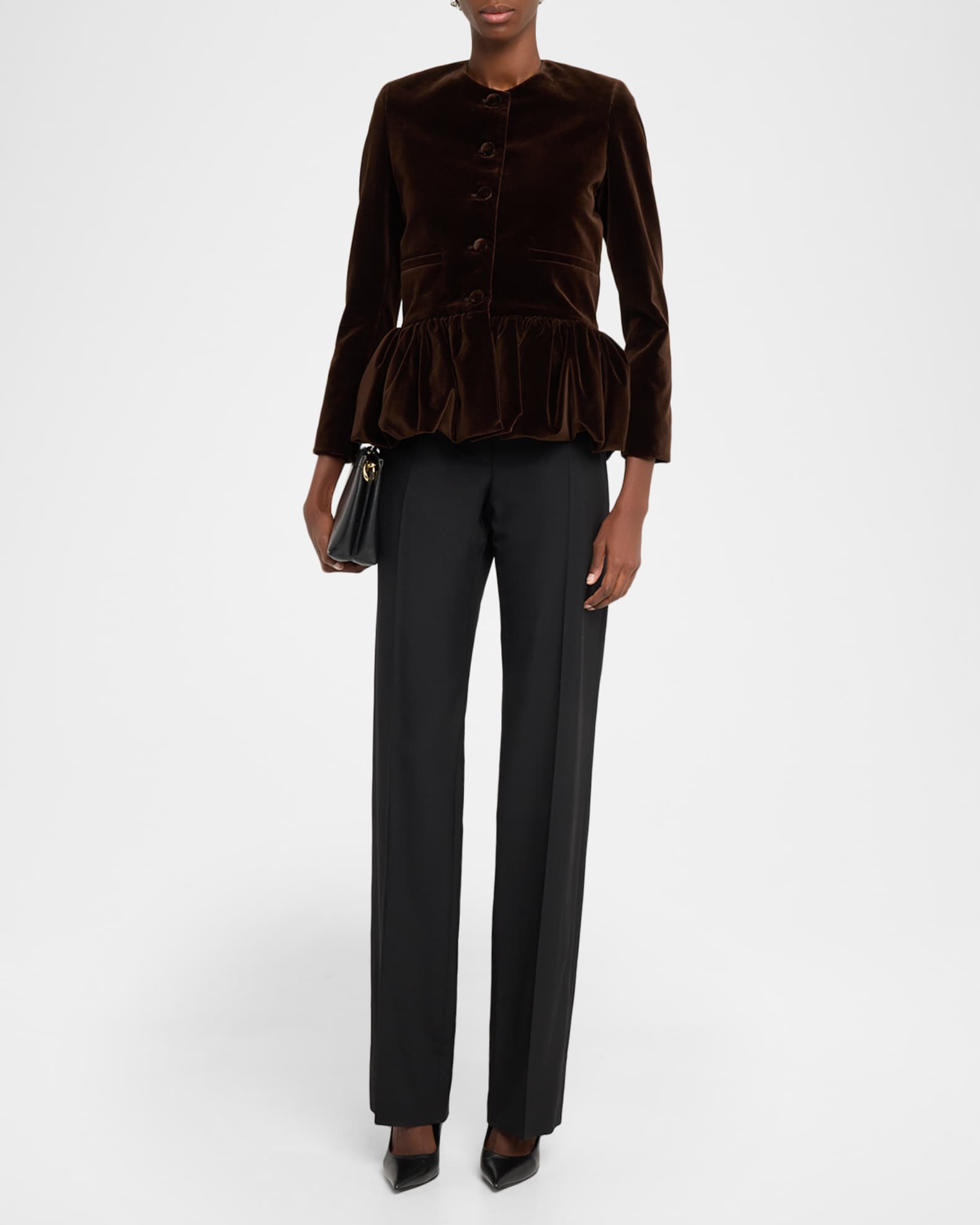 Liberowe Velvet Bubble Peplum Jacket | Neiman Marcus