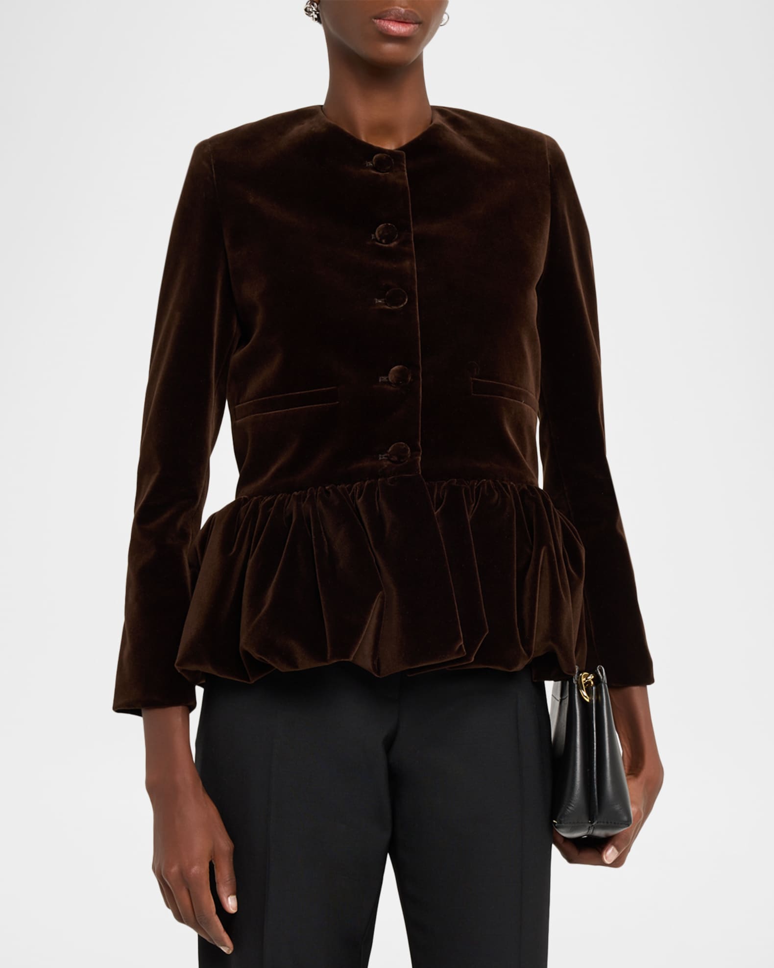 Liberowe Velvet Bubble Peplum Jacket | Neiman Marcus