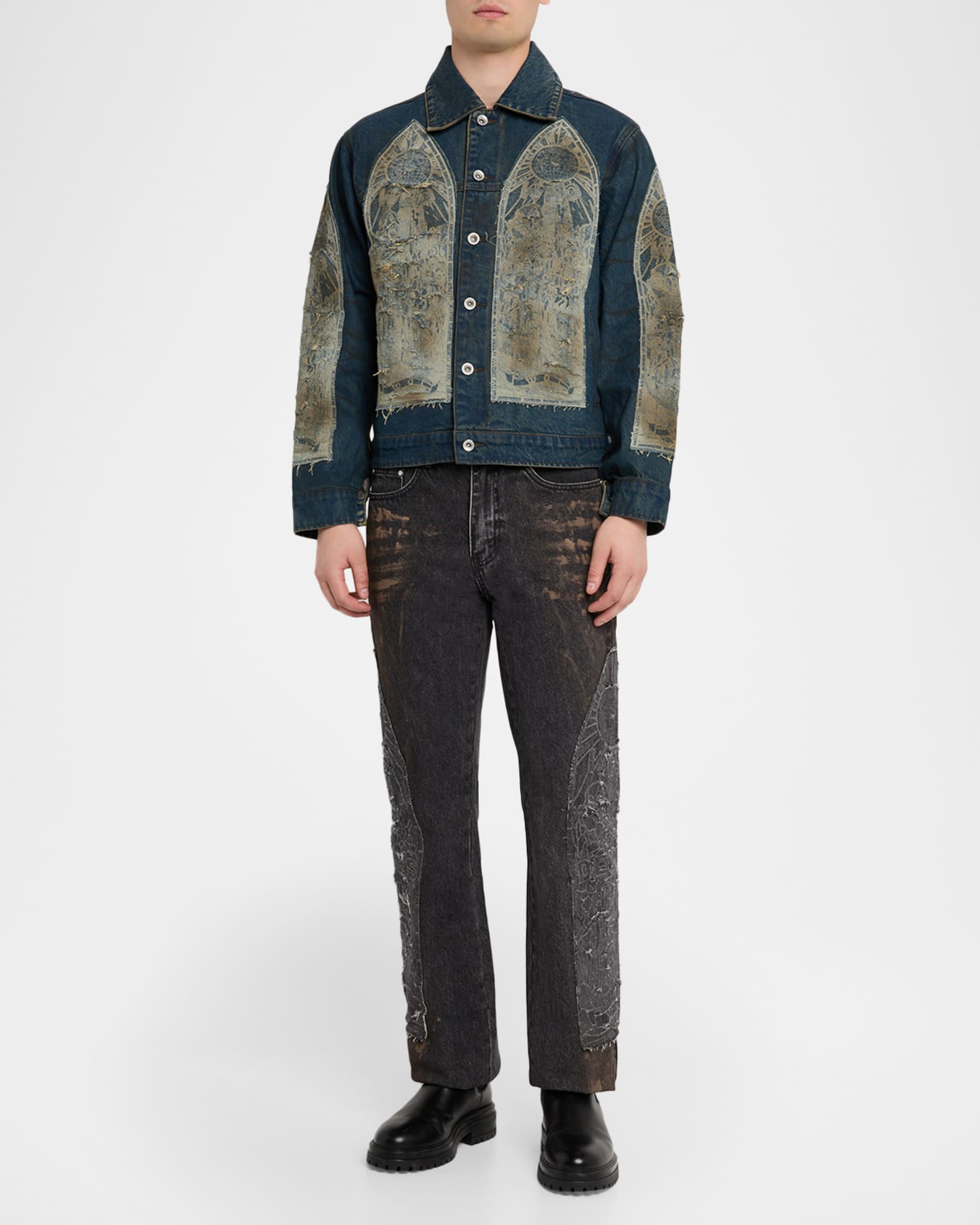 WHO DECIDES WAR Men's Mechanic Embroidered Patchwork Trucker Jacket ...