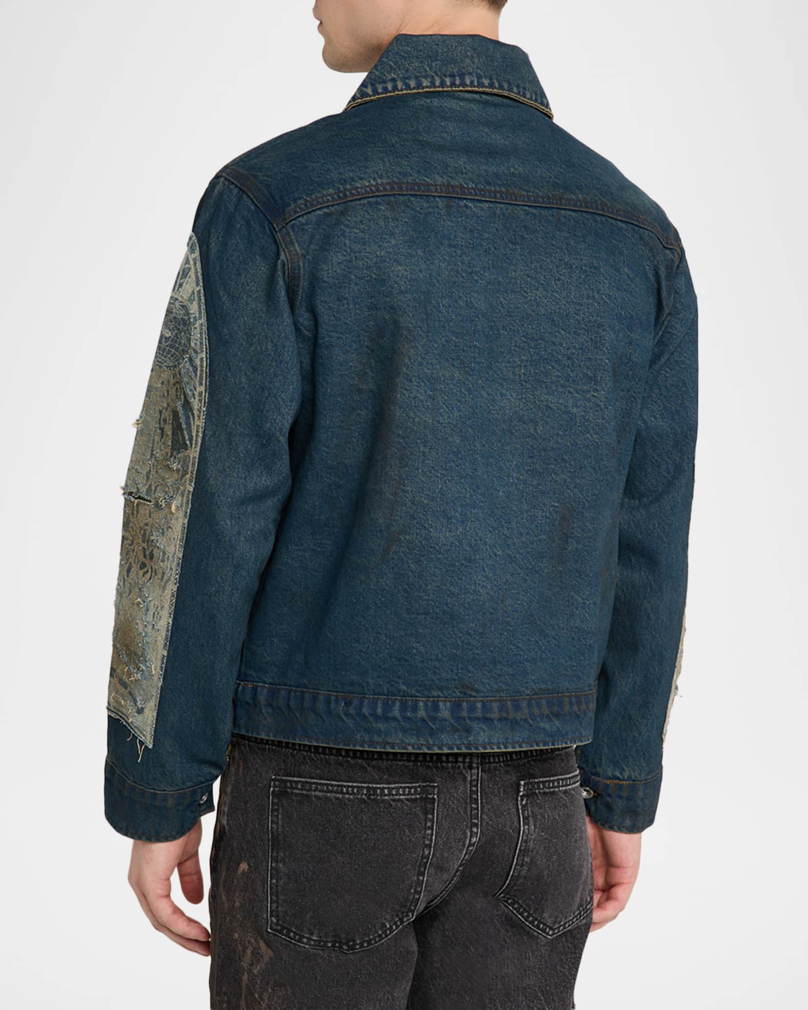 WHO DECIDES WAR Men's Mechanic Embroidered Patchwork Trucker Jacket ...