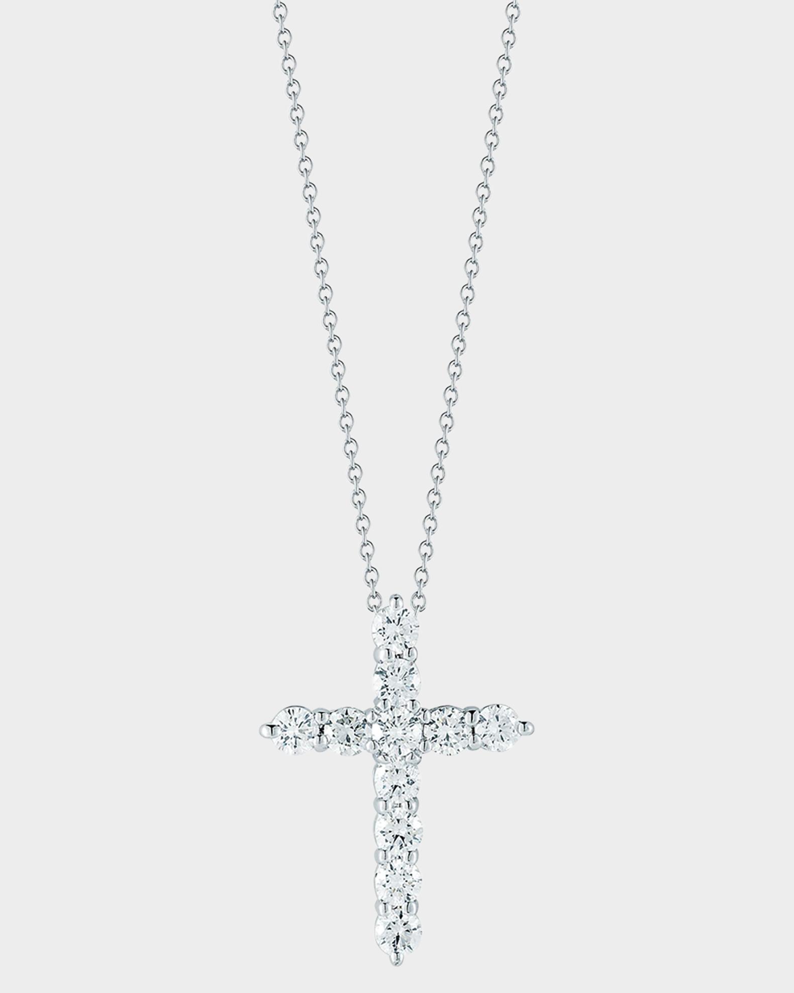 Roberto Coin Tiny Treasures 18K White Gold Diamond Cross Pendant ...
