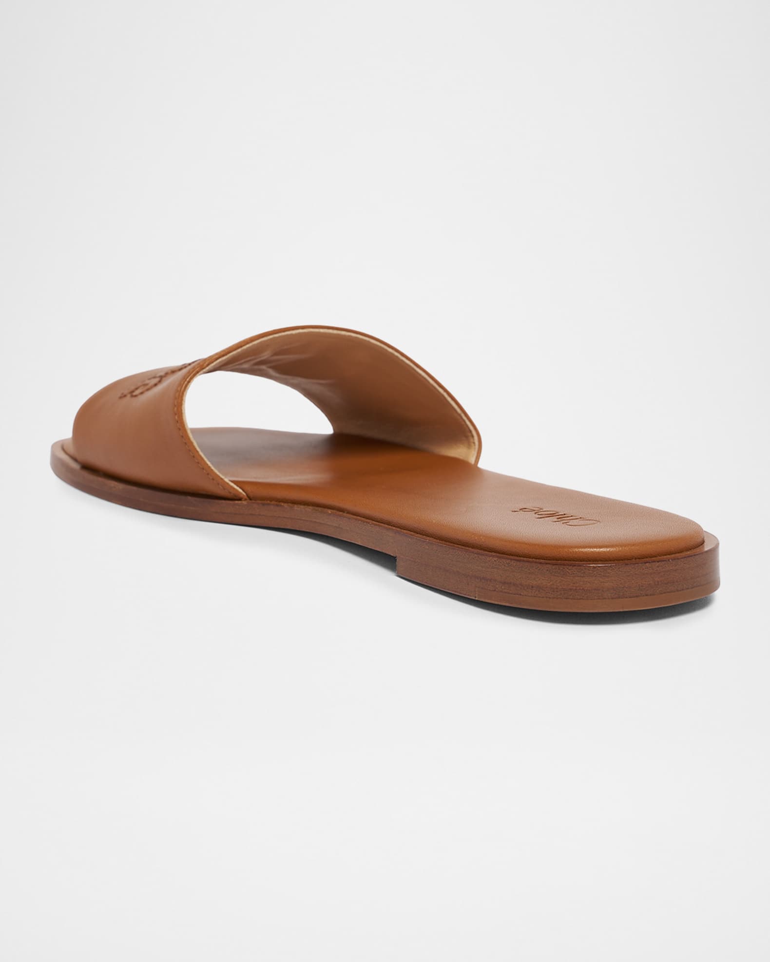 Chloe Soleil Leather Flat Slide Sandals | Neiman Marcus