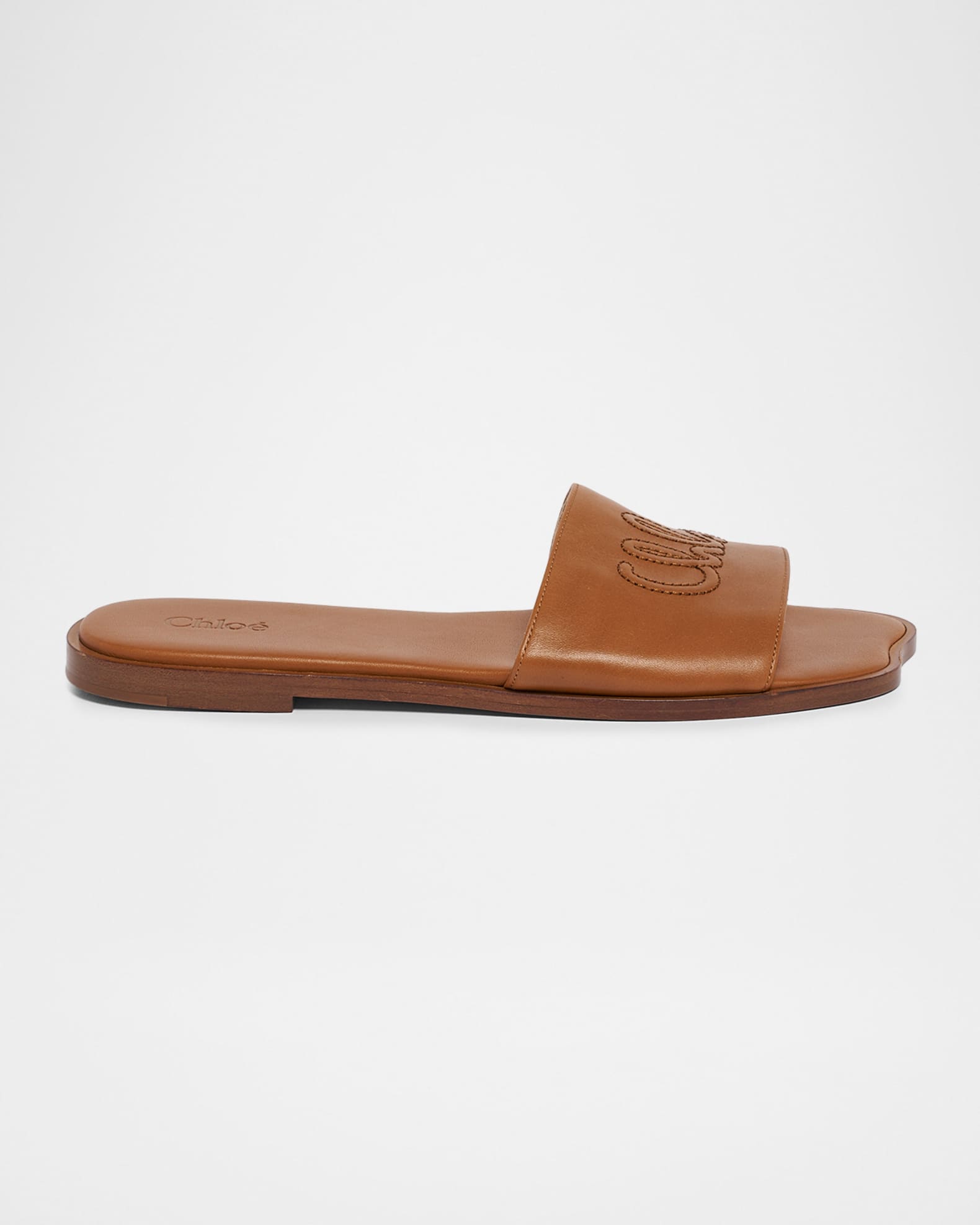 Chloe Soleil Leather Flat Slide Sandals | Neiman Marcus