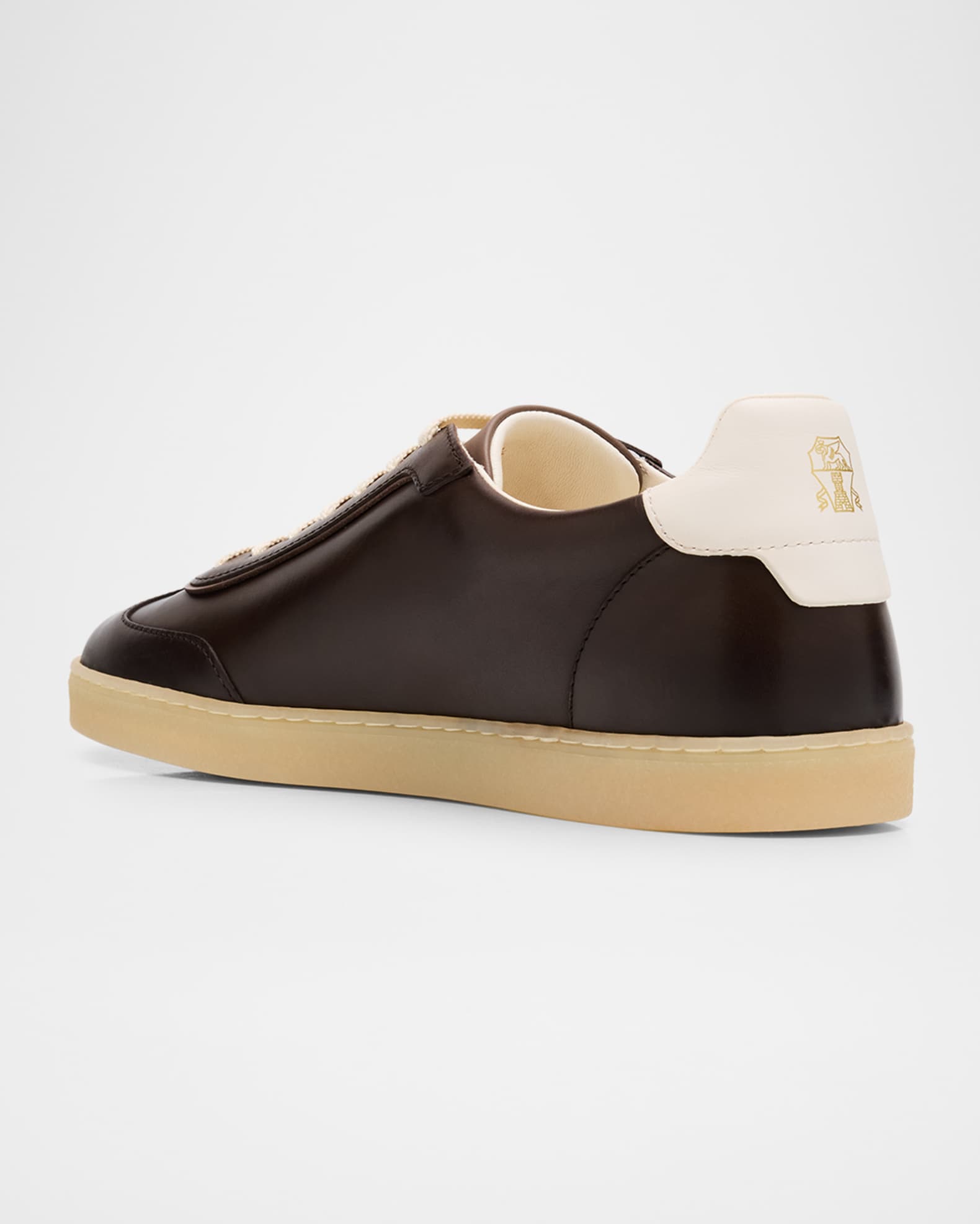 Brunello Cucinelli Men's Leather Gum-Sole Sneakers | Neiman Marcus