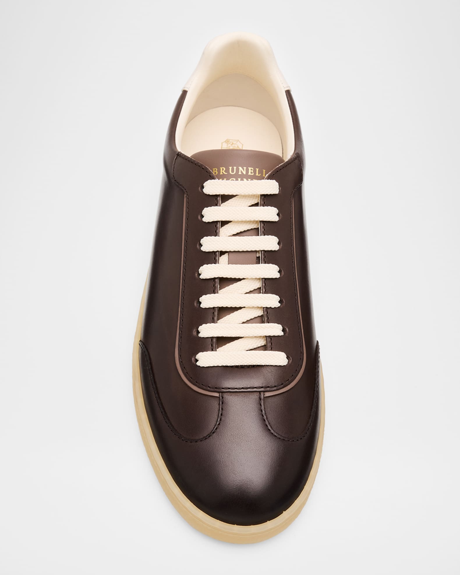 Brunello Cucinelli Men's Leather Gum-Sole Sneakers | Neiman Marcus