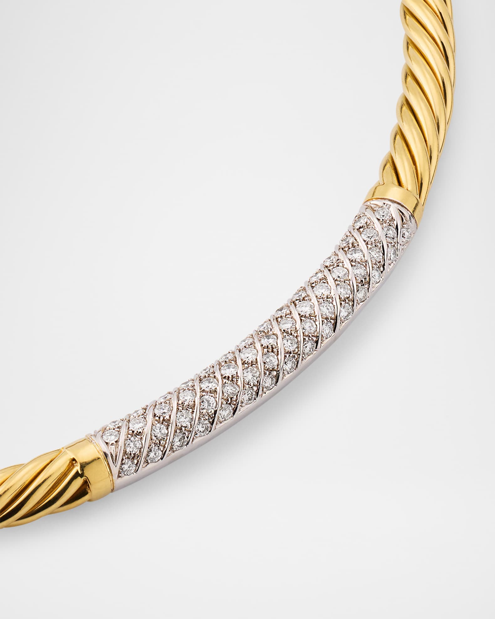 NM Estate Estate 18K Yellow Gold and White Gold Pave Diamond Twisted ...