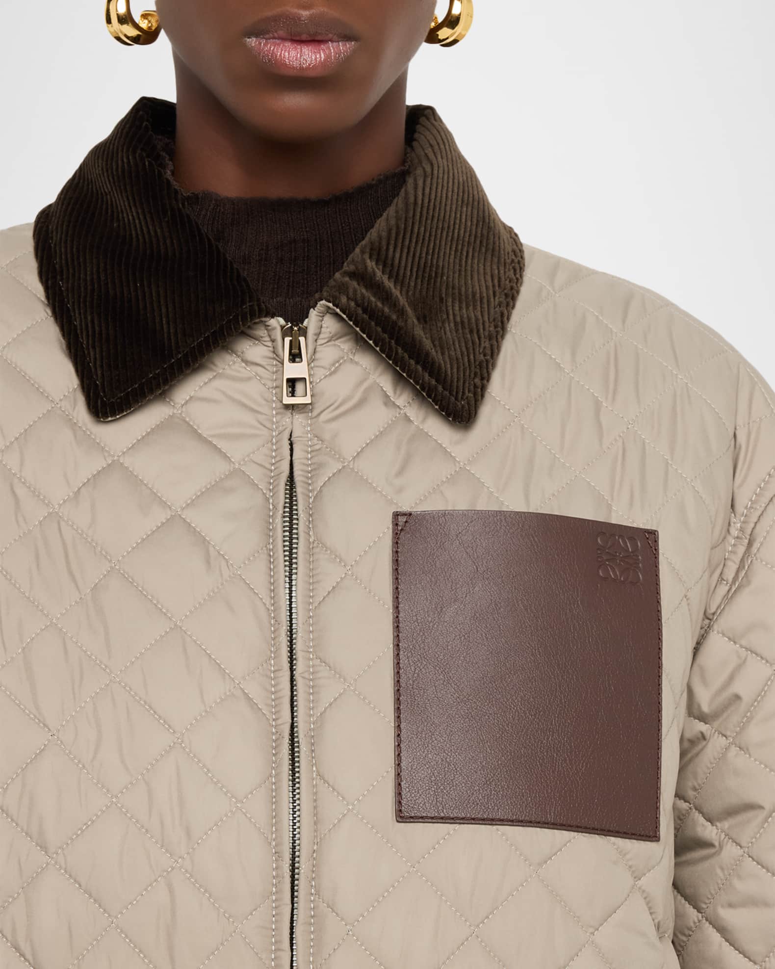 Loewe Corduroy-Collar Quilted Barn Jacket | Neiman Marcus