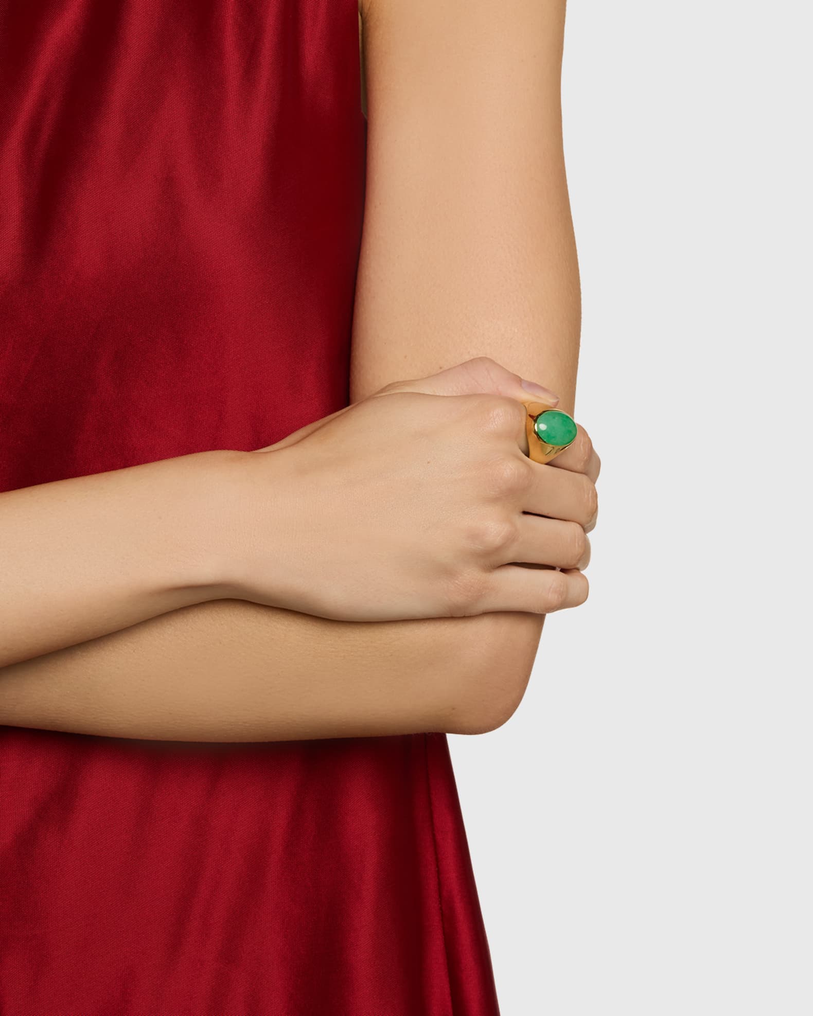 NM Estate Estate 20K Yellow Gold Jadeite Gypsy Gents Ring, Size 10 ...