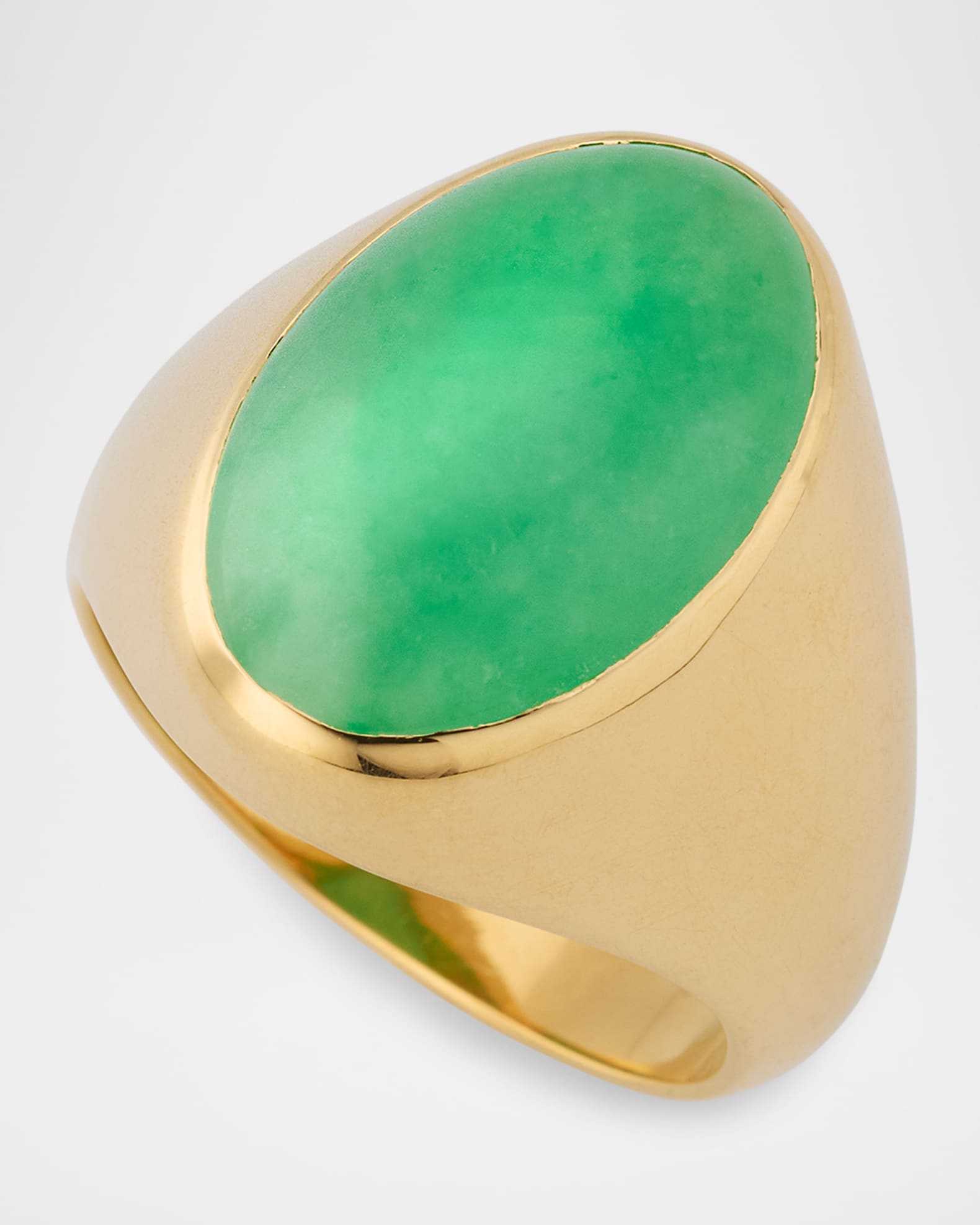 NM Estate Estate 20K Yellow Gold Jadeite Gypsy Gents Ring, Size 10 ...