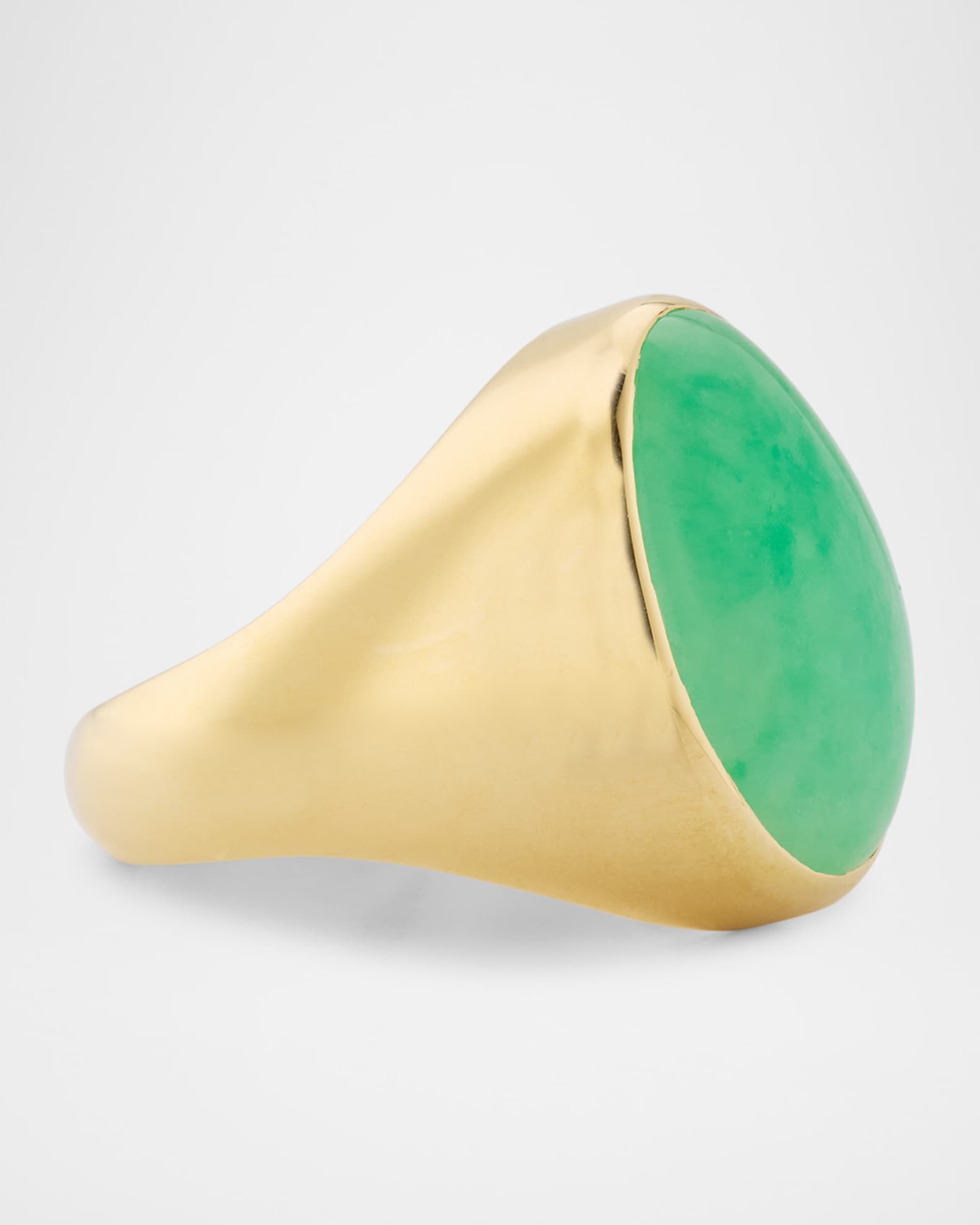 NM Estate Estate 20K Yellow Gold Jadeite Gypsy Gents Ring, Size 10 ...