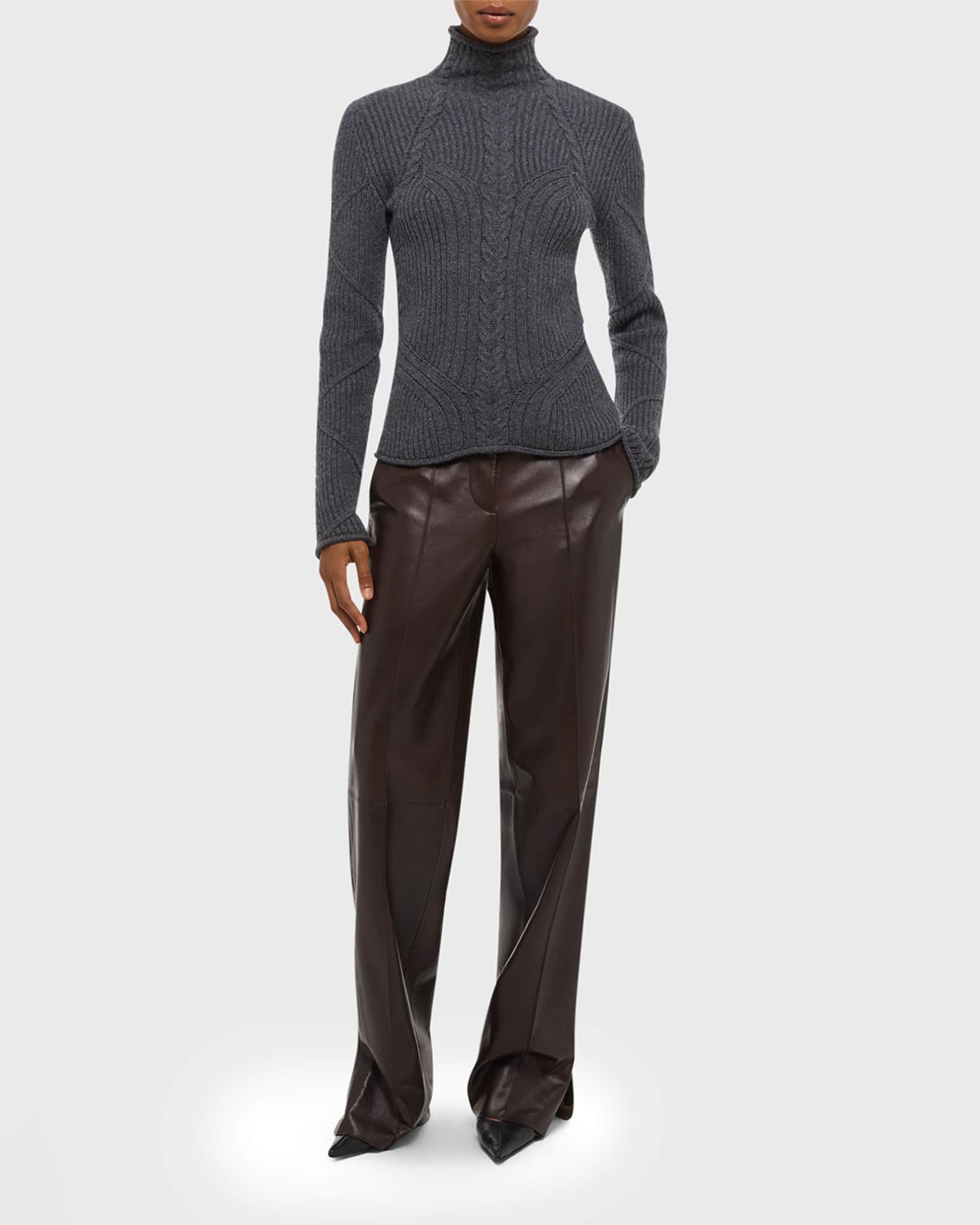 Helmut Lang Cable Turtleneck Sweater | Neiman Marcus