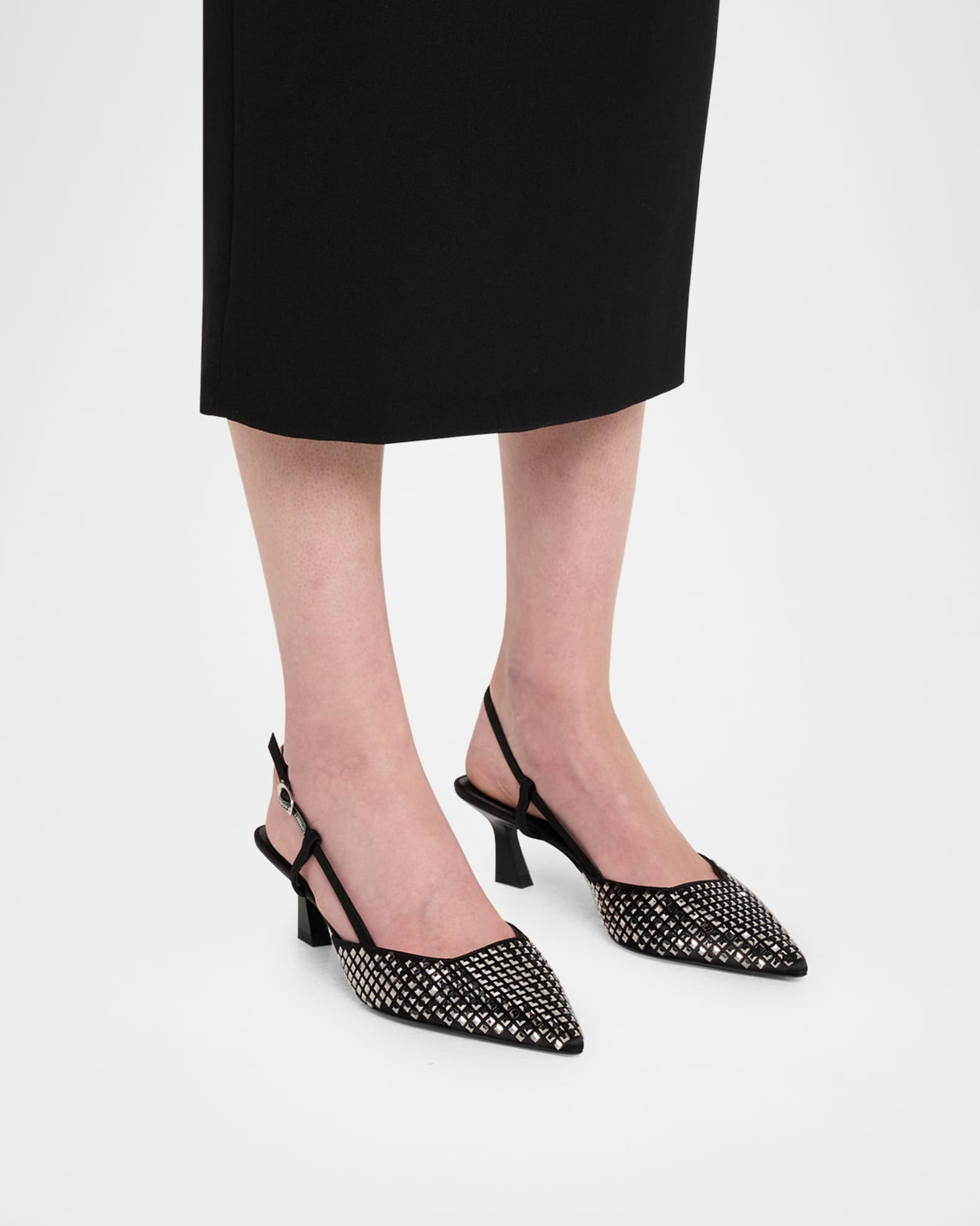 Stuart Weitzman 50mm Vinnie Satin Radiant Embellished Slingback Pumps ...