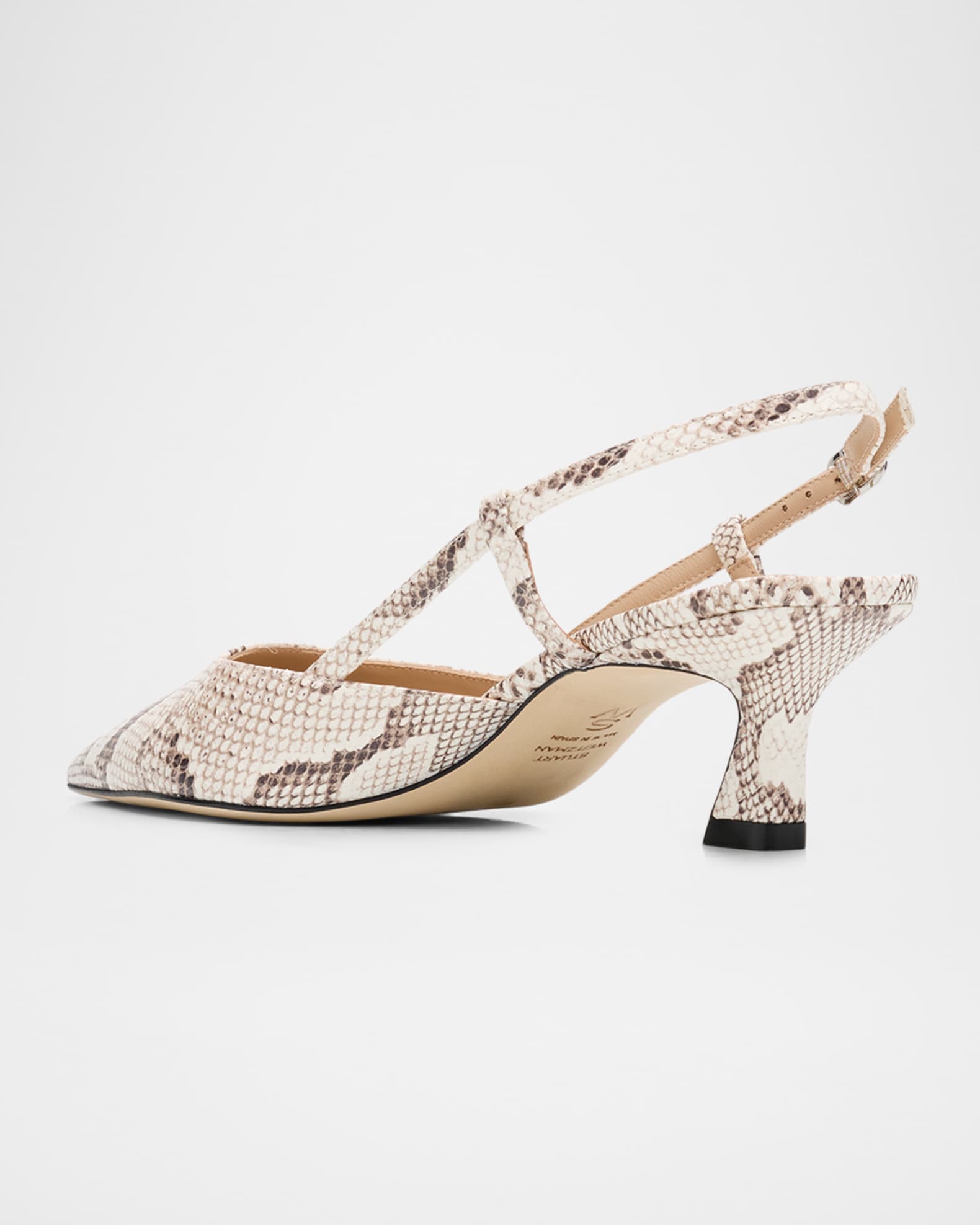 Stuart Weitzman 50mm Vinnie Snake-Embossed Leather Slingback Pumps ...