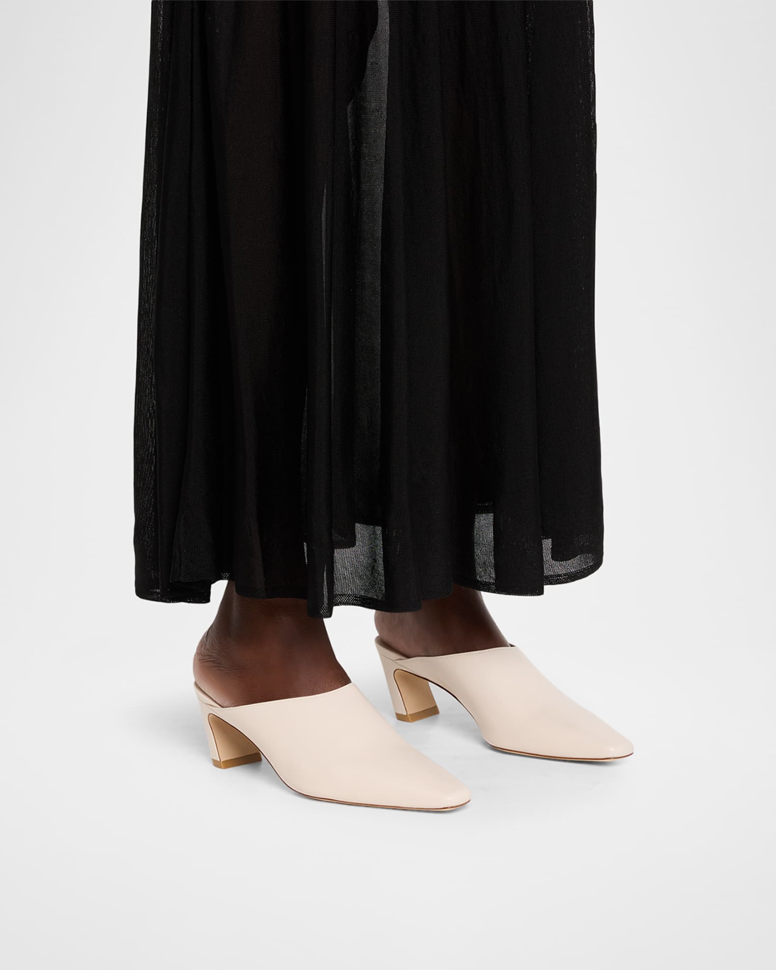 Stuart Weitzman 50mm Stassi Leather Mules | Neiman Marcus