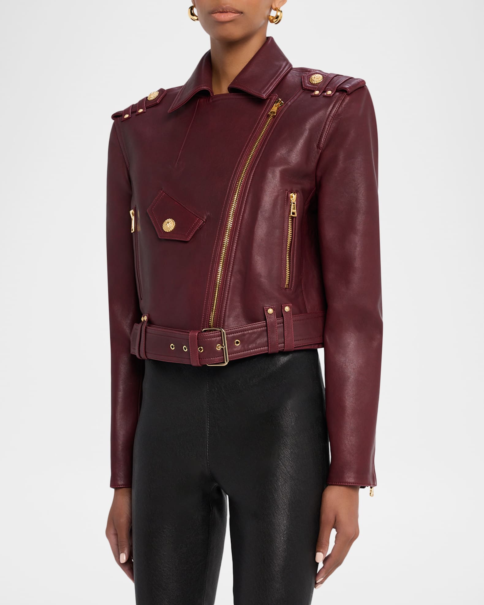 Balmain Leather Biker Jacket | Neiman Marcus