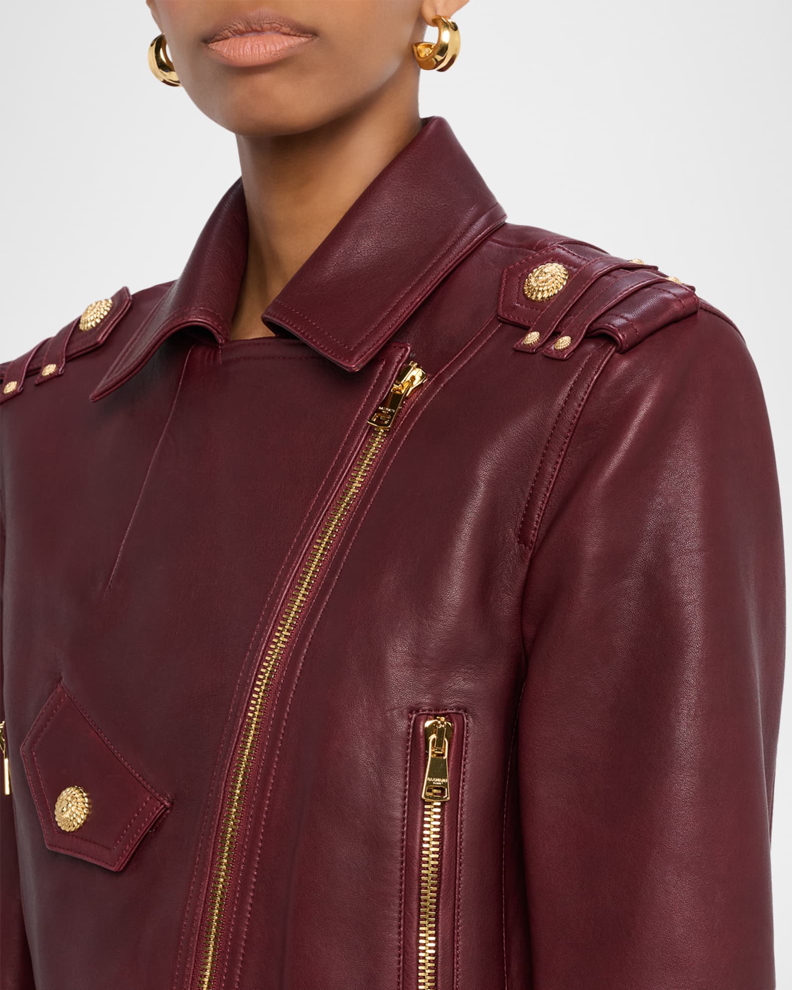 Balmain Leather Biker Jacket | Neiman Marcus